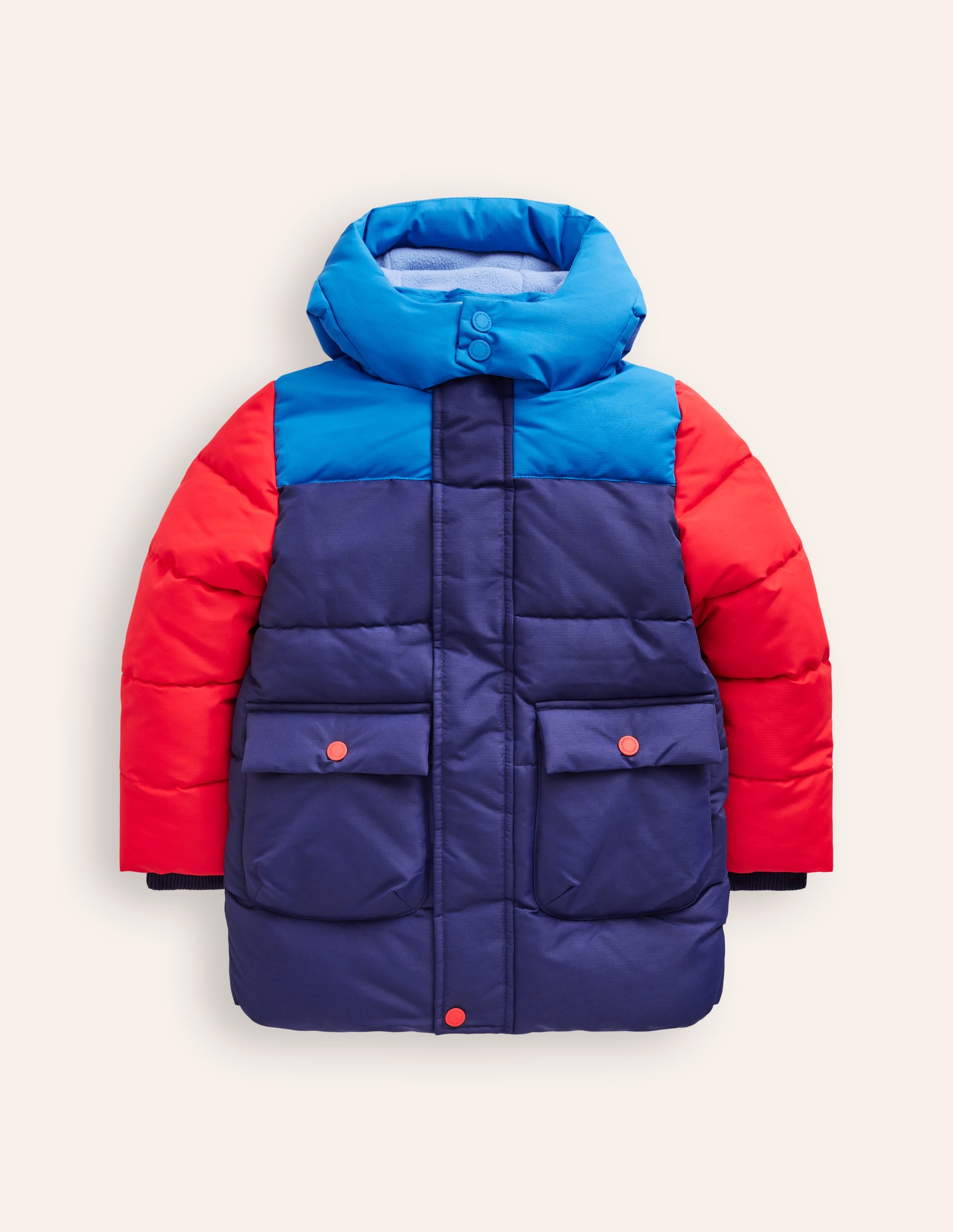 Fleece Lined Padded Coat-College Navy Colourblock | Boden AU