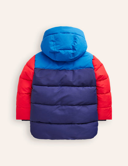 Fleece Lined Padded Coat-College Navy Colourblock | Boden AU