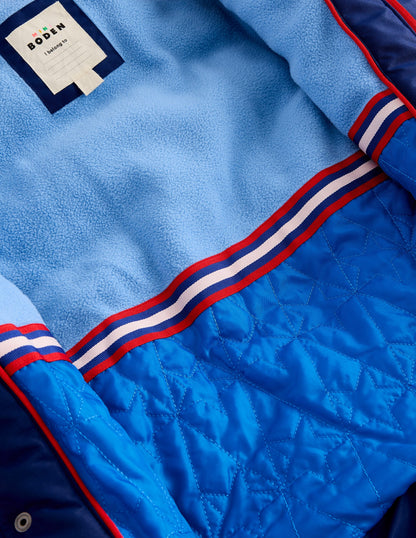 Fleece Lined Padded Coat-College Navy Colourblock | Boden UK