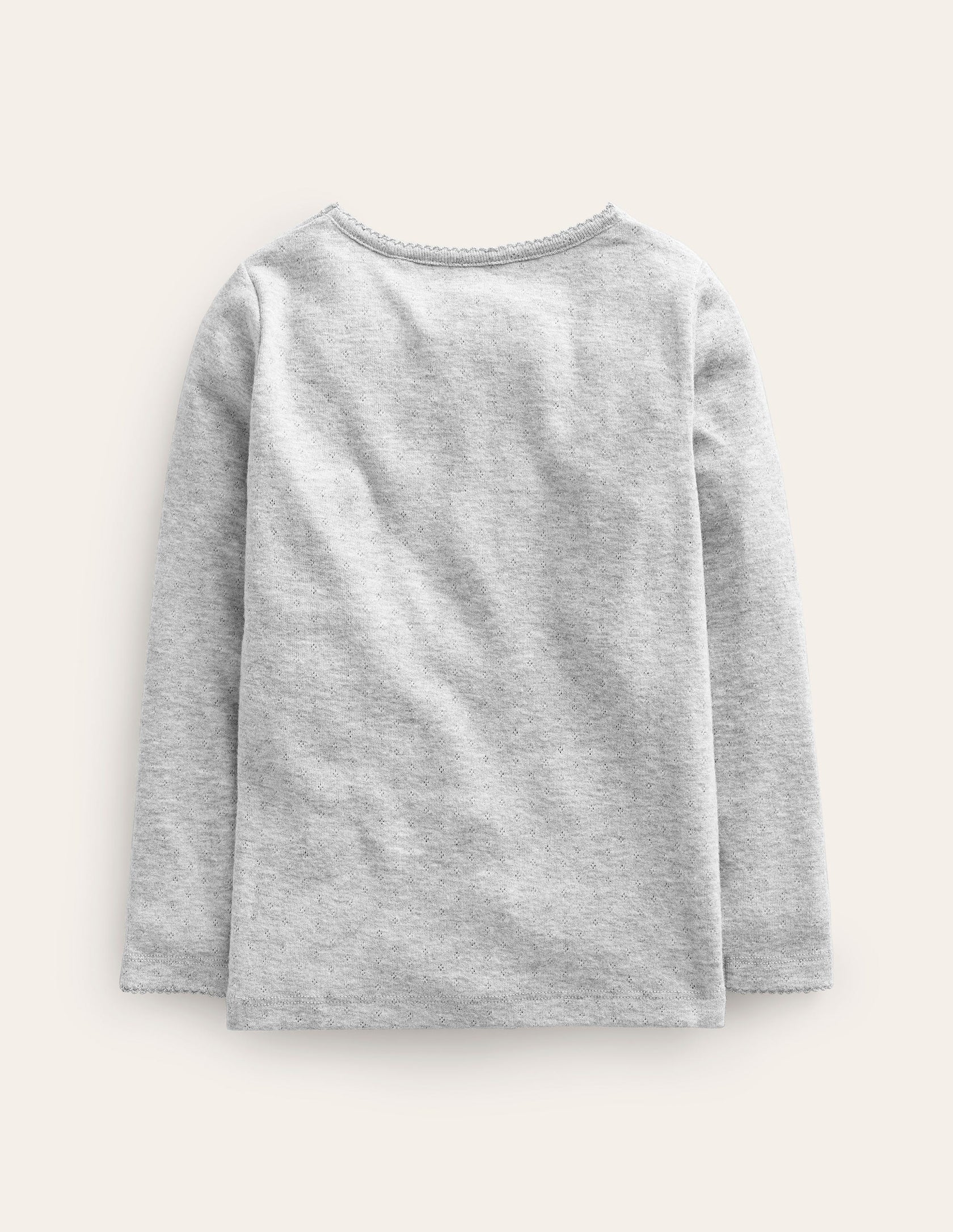 Long Sleeve Pointelle Top-Grey Marl | Boden UK