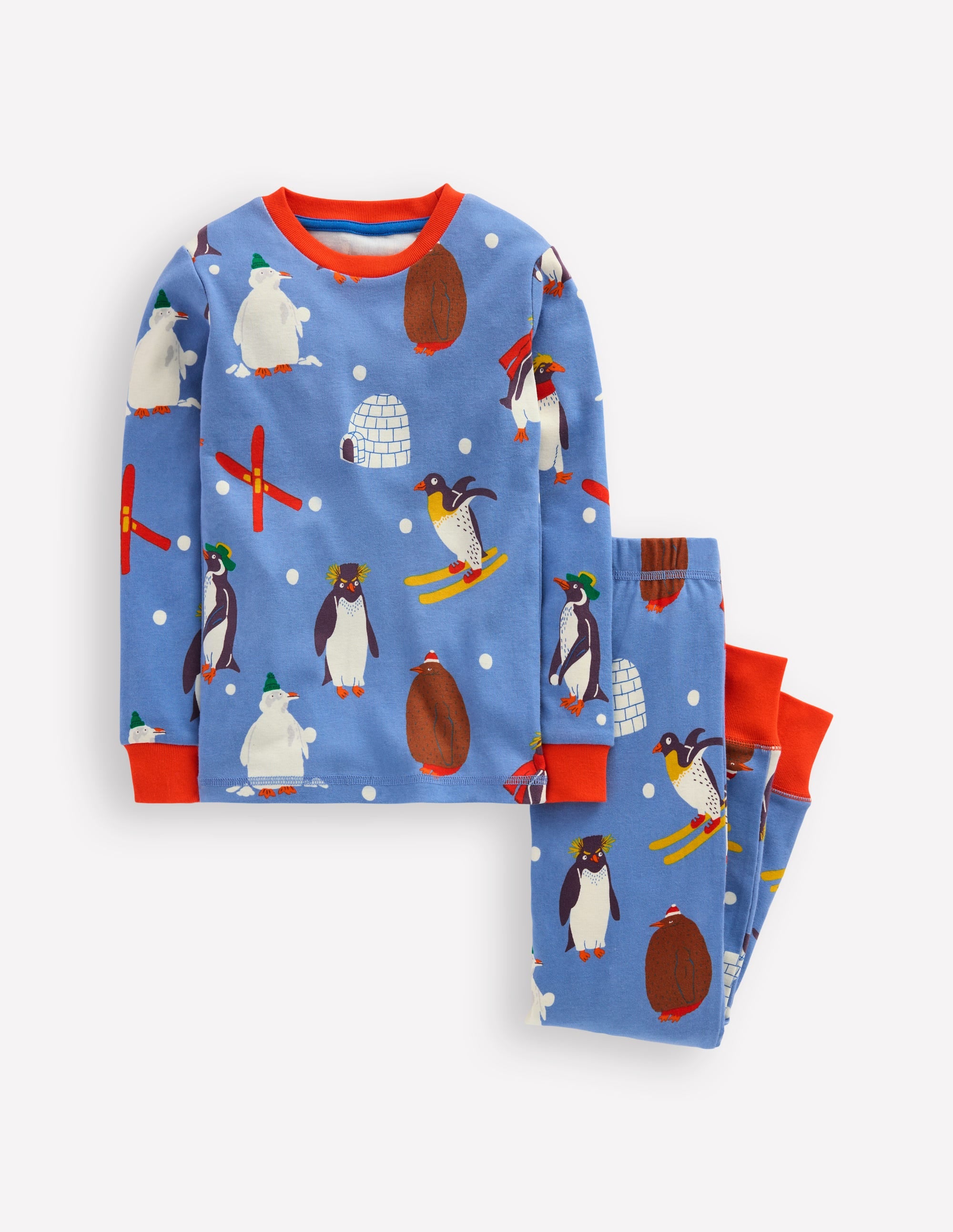 Snug Glow-in-the-dark Pyjamas-Blue Penguins | Boden UK