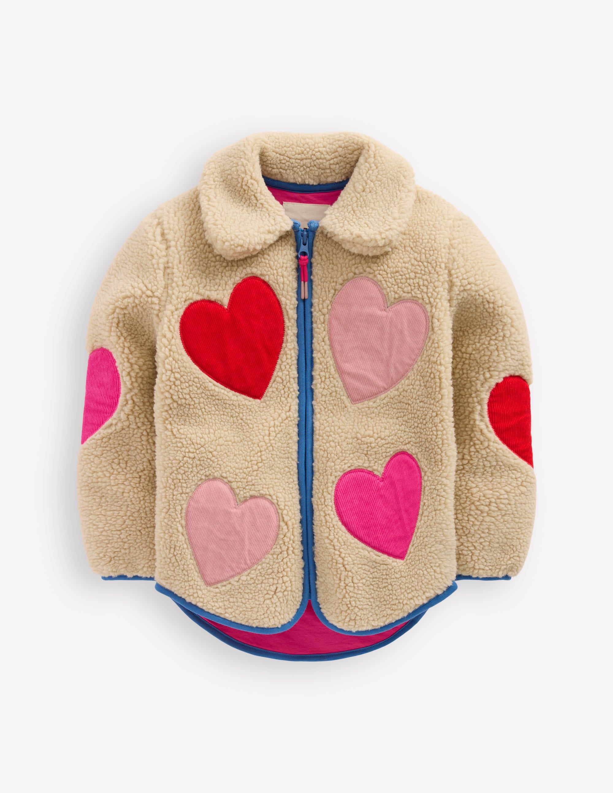Collared Borg Zip Through-Applique Hearts | Boden UK