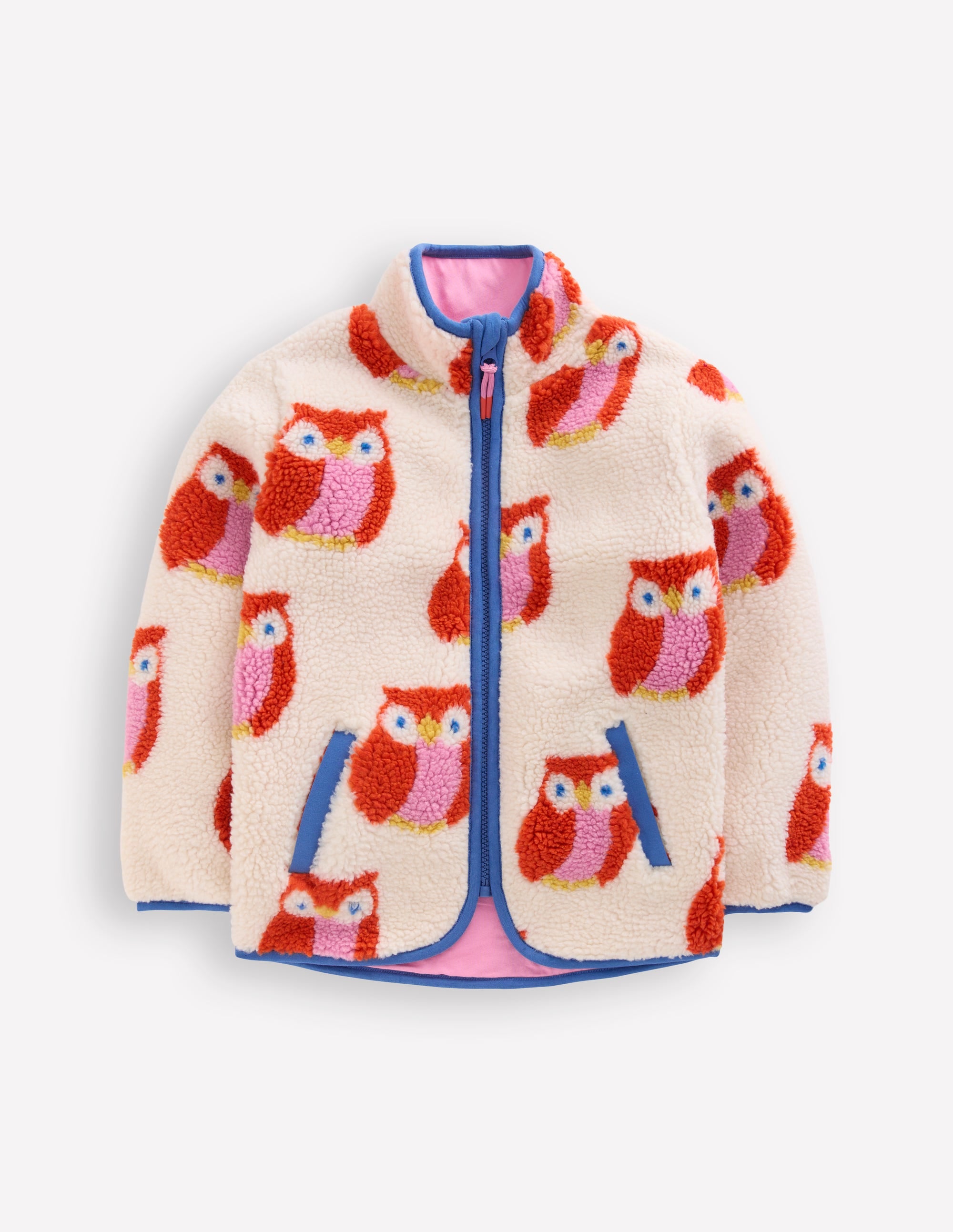 Eden Borg Zip-through Jacket-Dark Orange Owls | Boden UK
