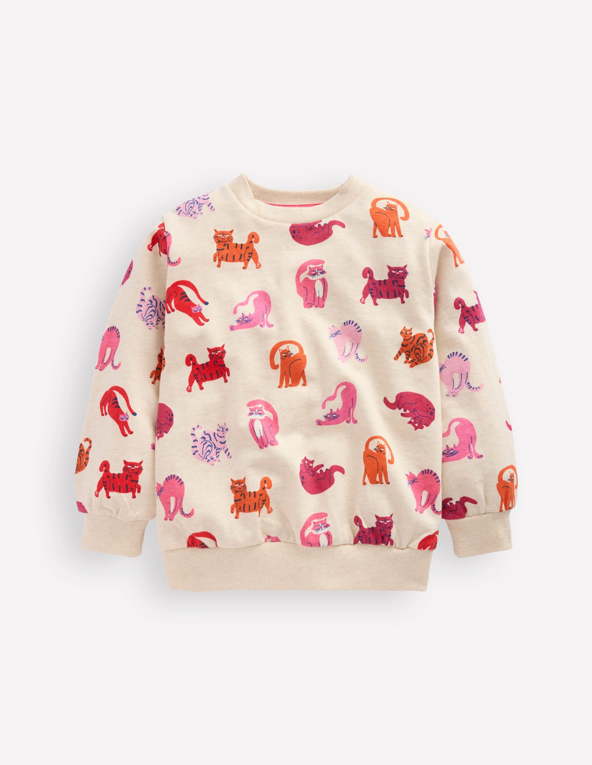 Printed Sweatshirt-Oatmeal Marl Cats | Boden AU