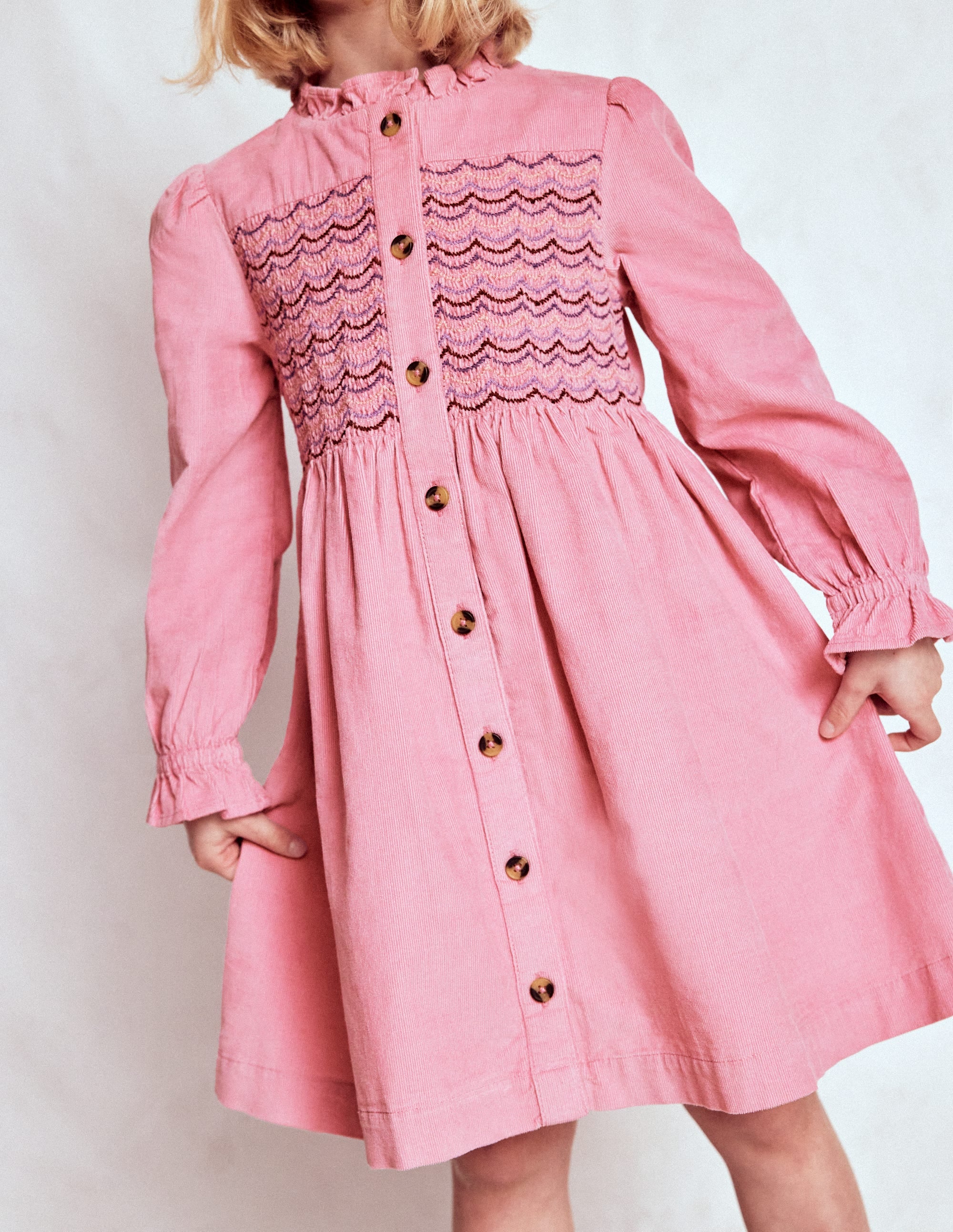 Suki Long Sleeve Smocked Dress-Formica Pink | Boden AU