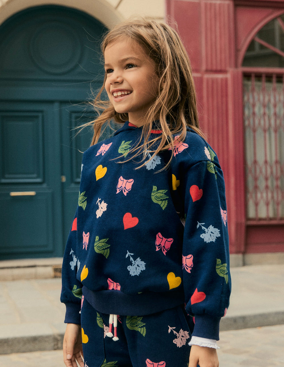 Printed Hoodie-College Navy Festive Fun | Boden UK