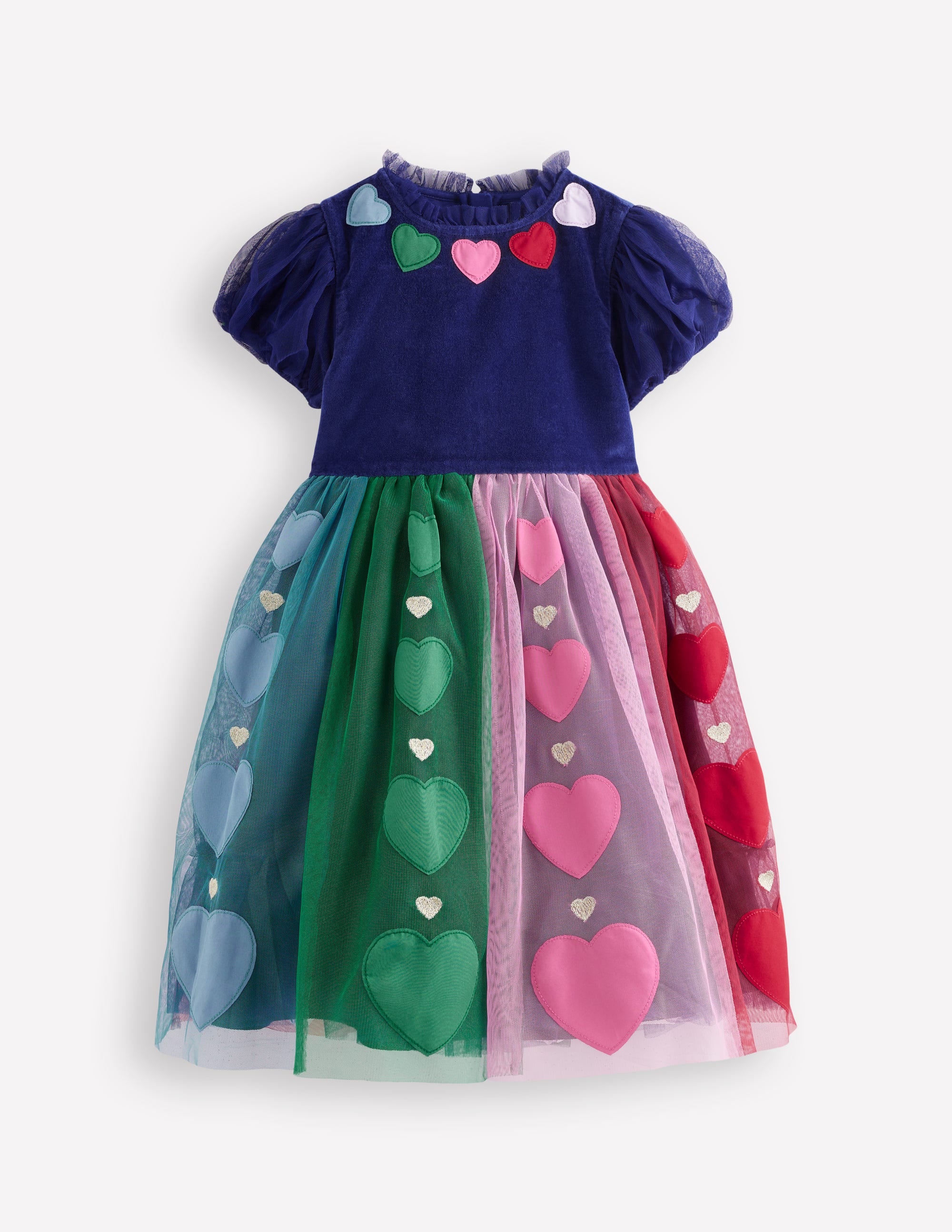 Velvet Tulle Occasion Dress-College Navy Hearts | Boden UK