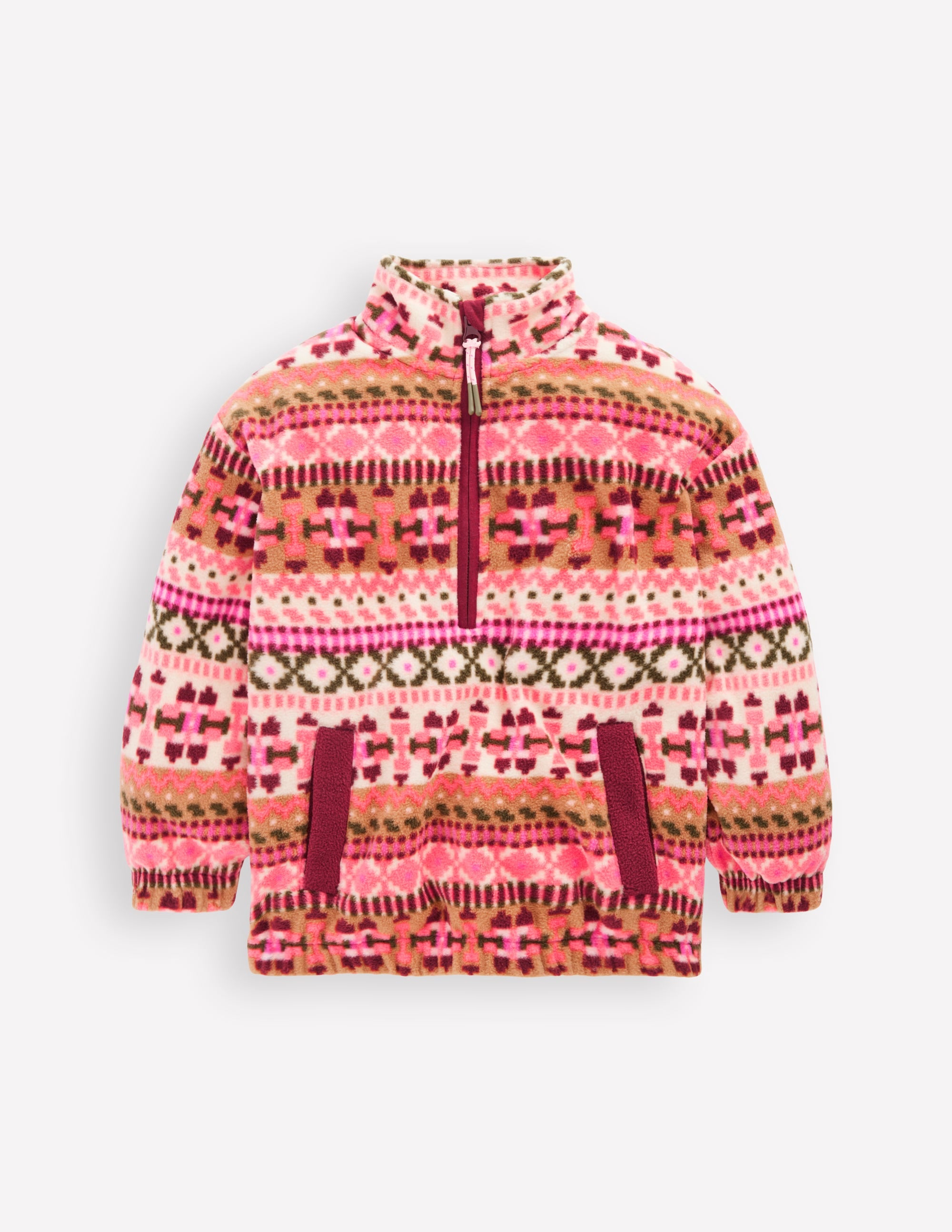 Cosy Geometric Fleece-Pink Aztec Geo | Boden AU