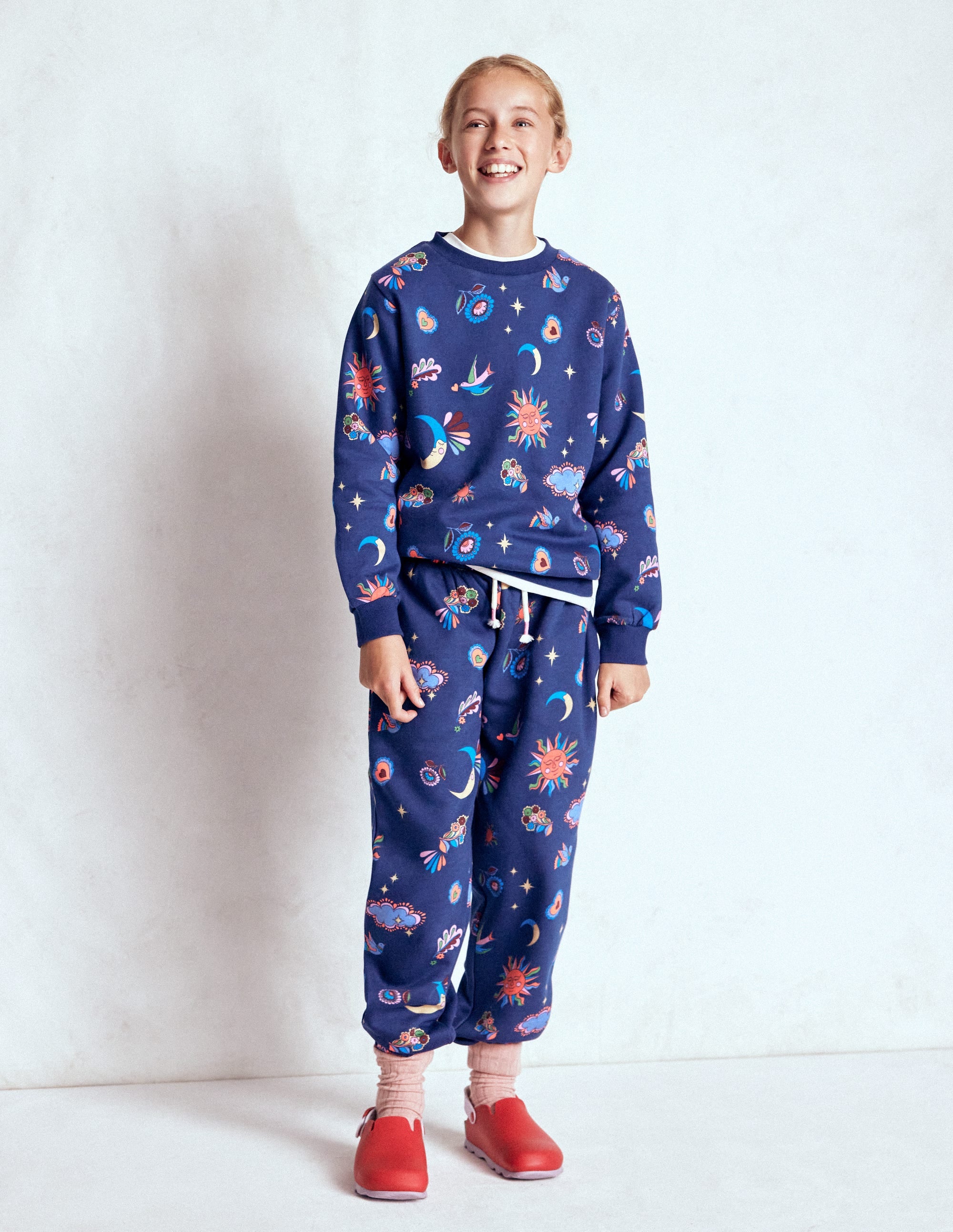 Printed Cosy Joggers-College Navy Celestial | Boden UK