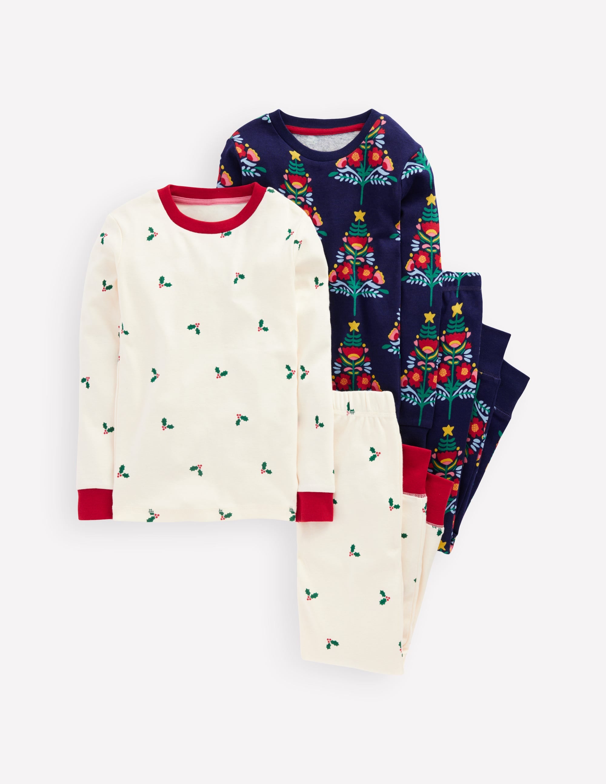 Twin Pack Snug Pyjamas-College Navy Christmas Trees | Boden UK
