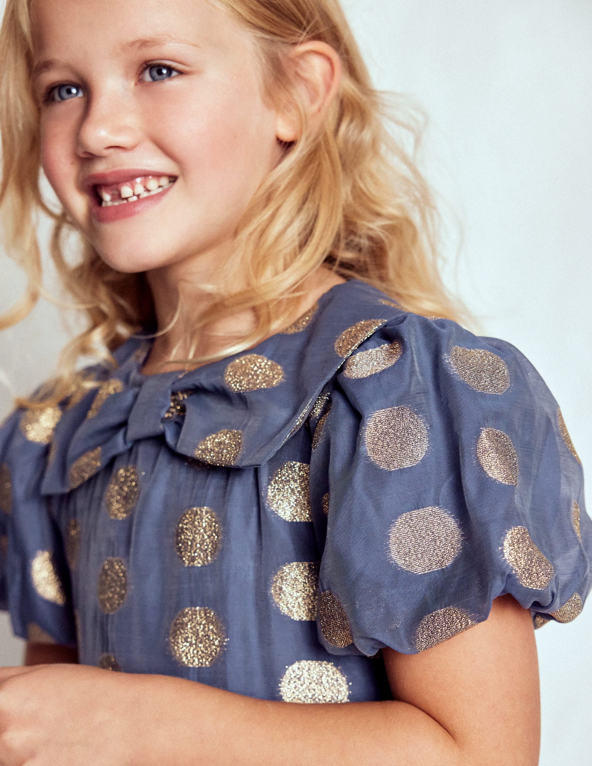 Bubble Hem Party Dress-College Navy Gold Spot | Boden UK