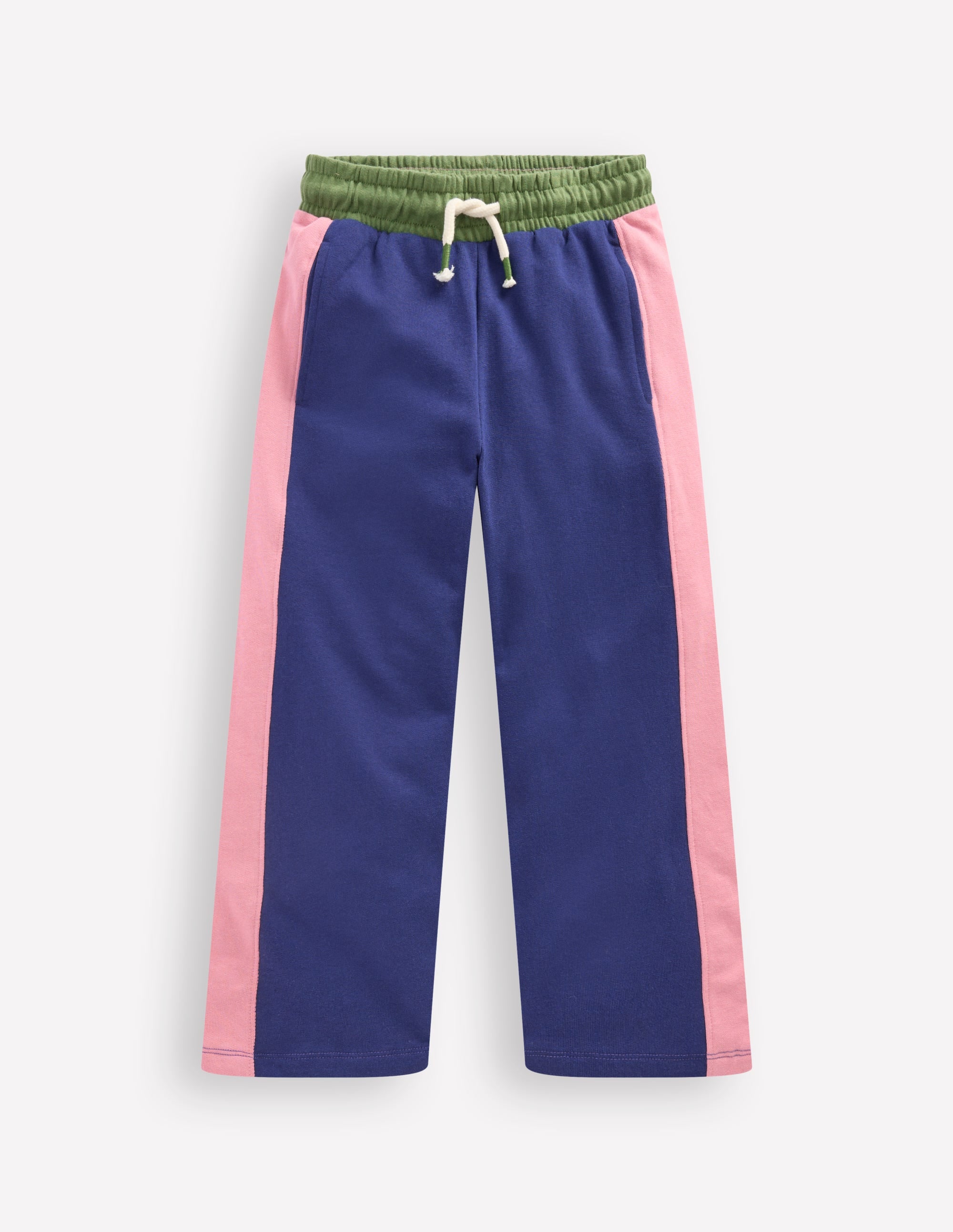 Wide Leg Colourblock Joggers-Starboard Blue Colourblock | Boden UK