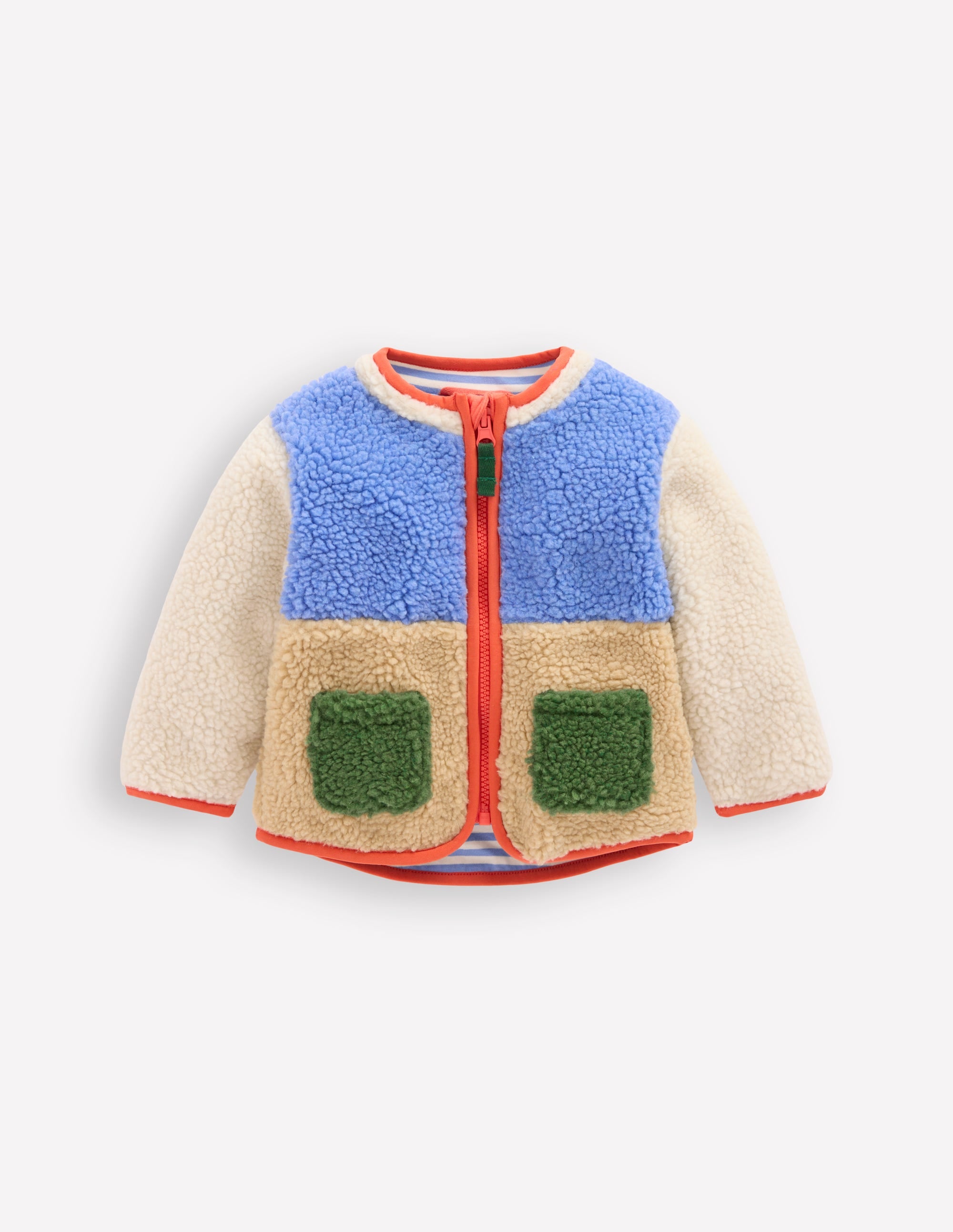 Cosy Borg Jacket-Multi Colour Block | Boden UK