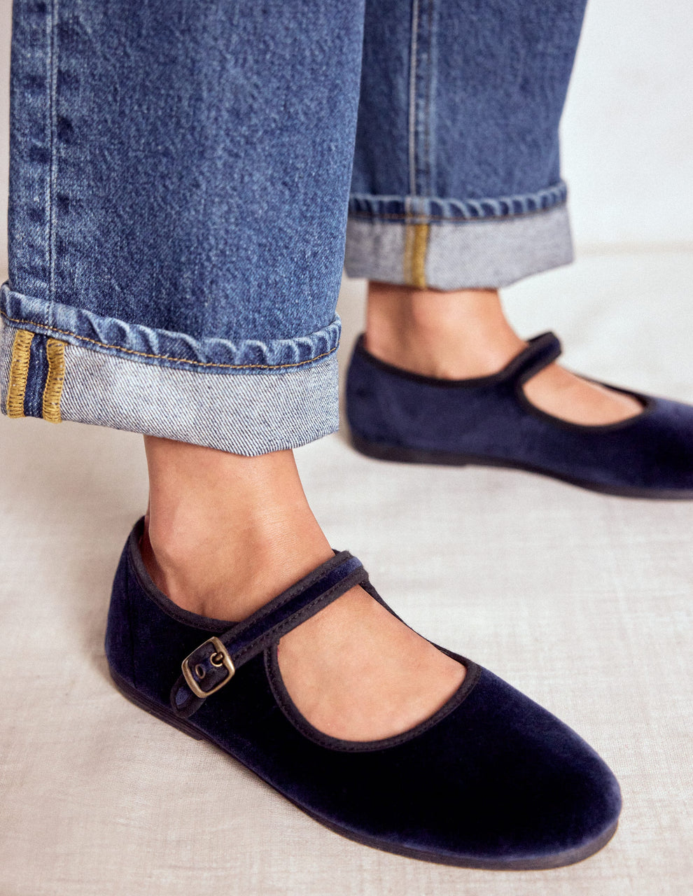 Flexi Mary Jane-Navy Velvet | Boden AU