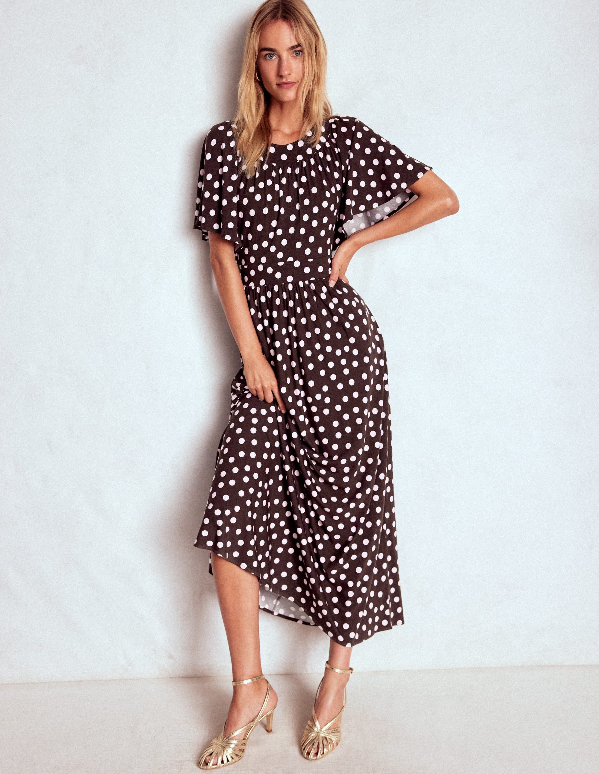 Yoke Panel Maxi Dress-Brown Spot | Boden UK