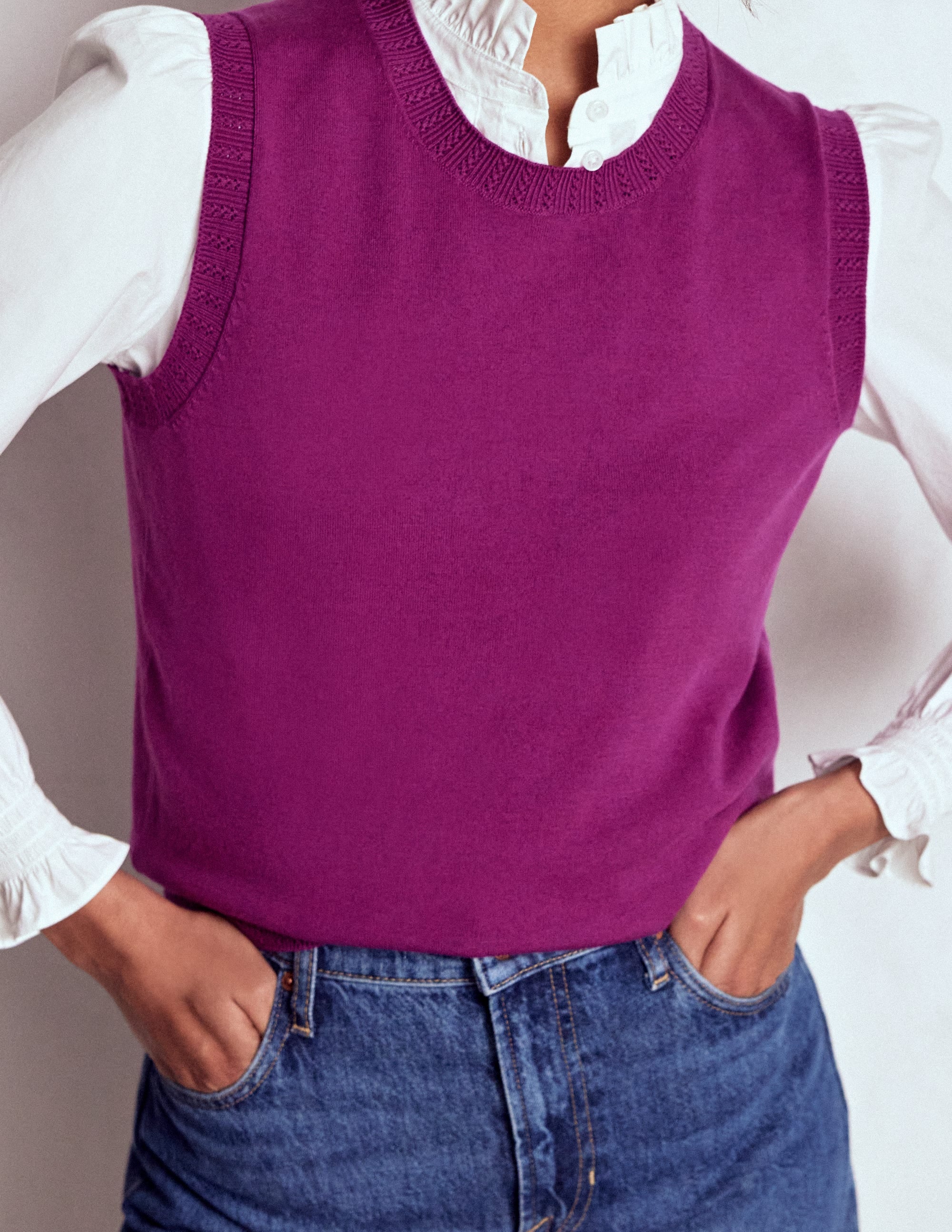 Emilia Cotton Crew Neck Tank-Regal Purple | Boden UK