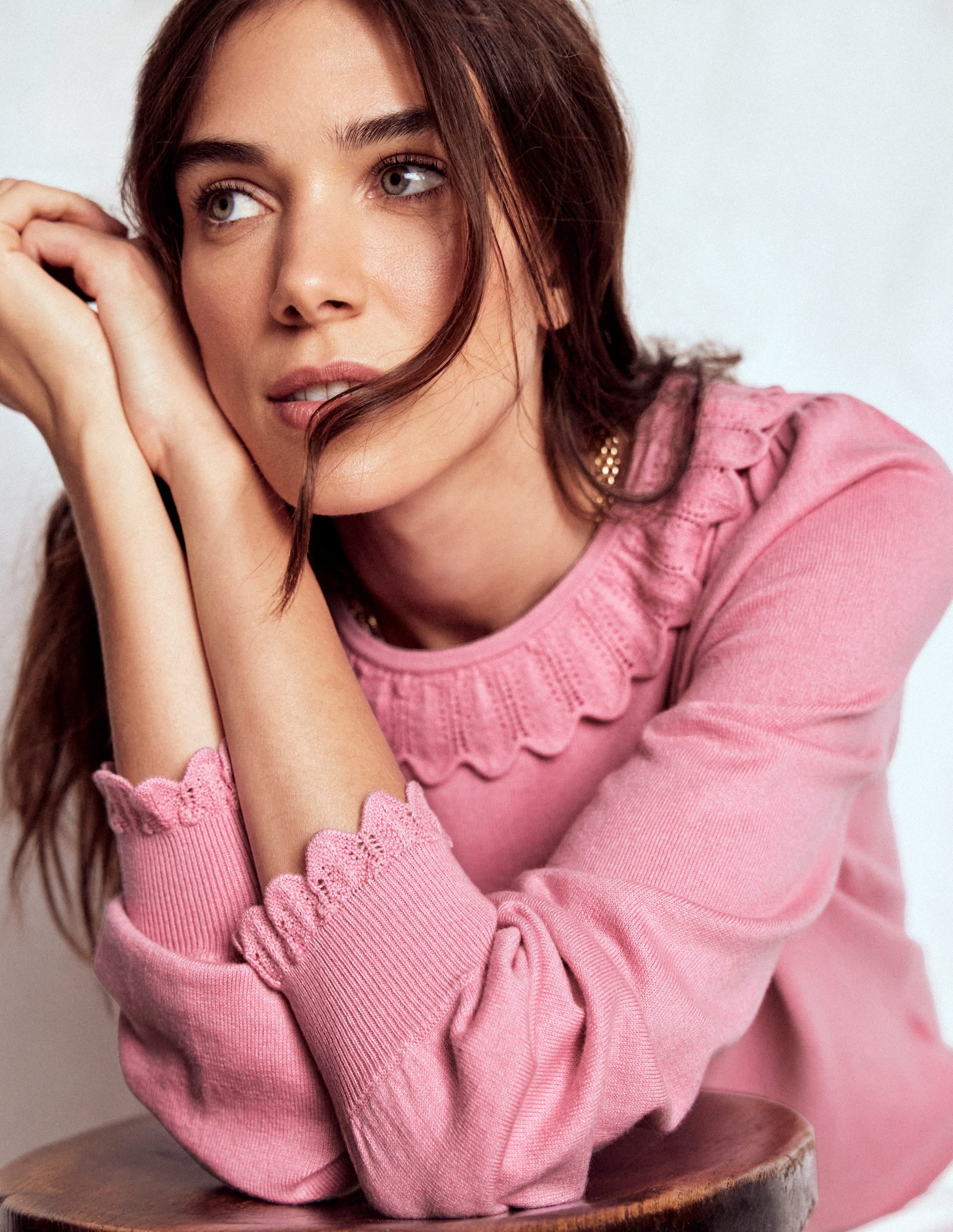 Melina Cotton Ruffle Jumper-Formica Pink | Boden AU