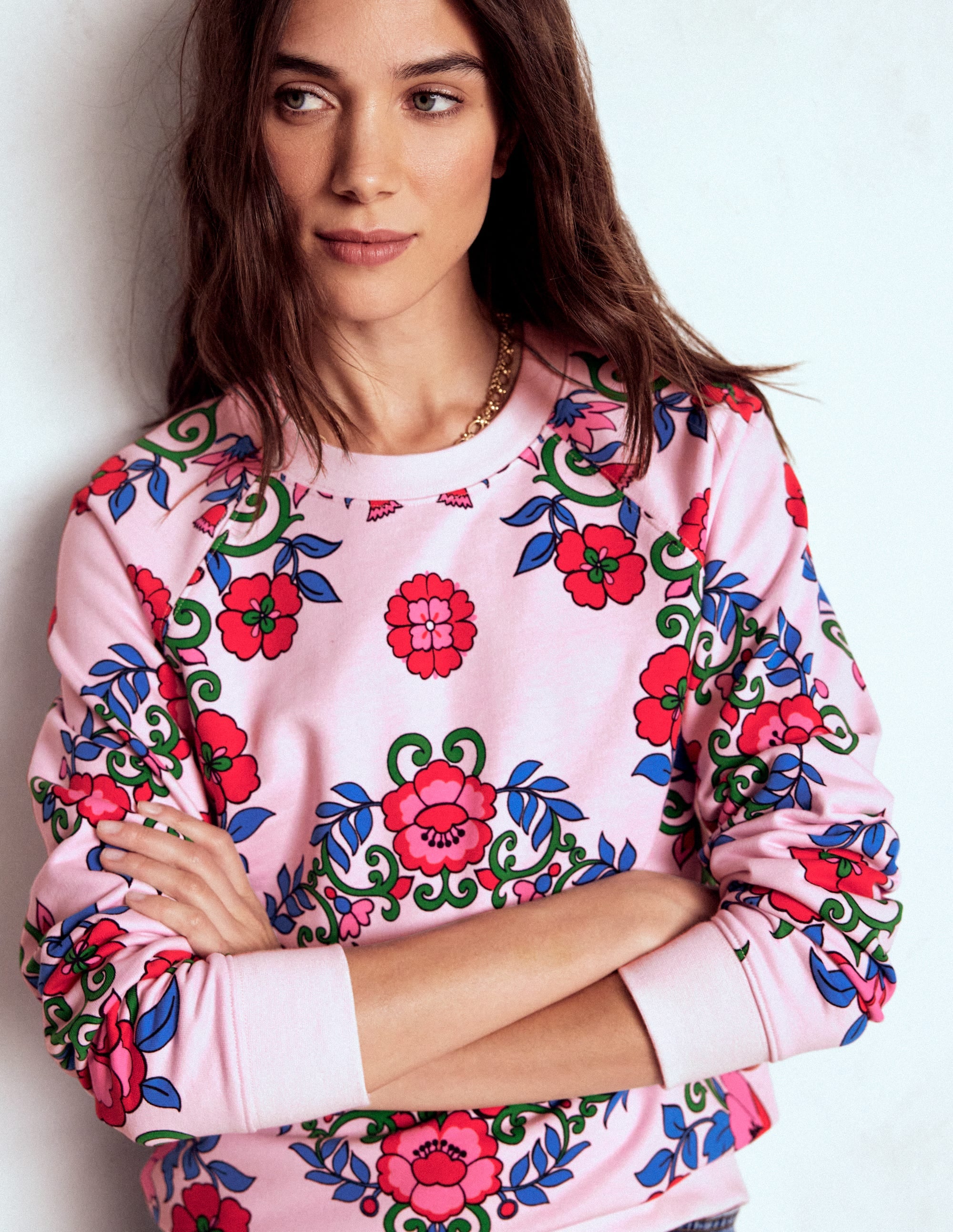 Rosa Printed Sweatshirt-Pink, Ornamental Lattice | Boden AU