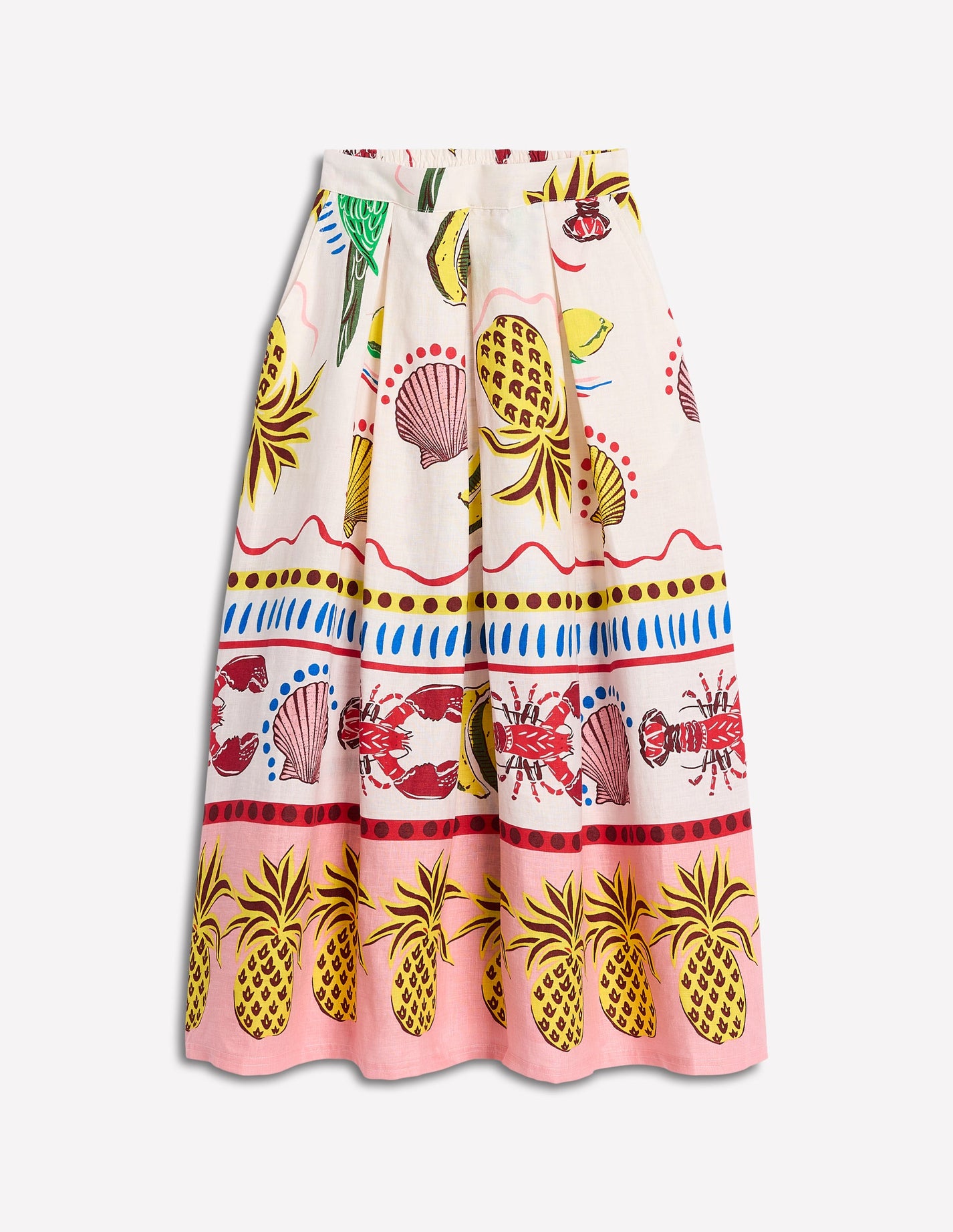 Verity Linen Midi Skirt-Multi, Tropical Bonanza | Boden UK