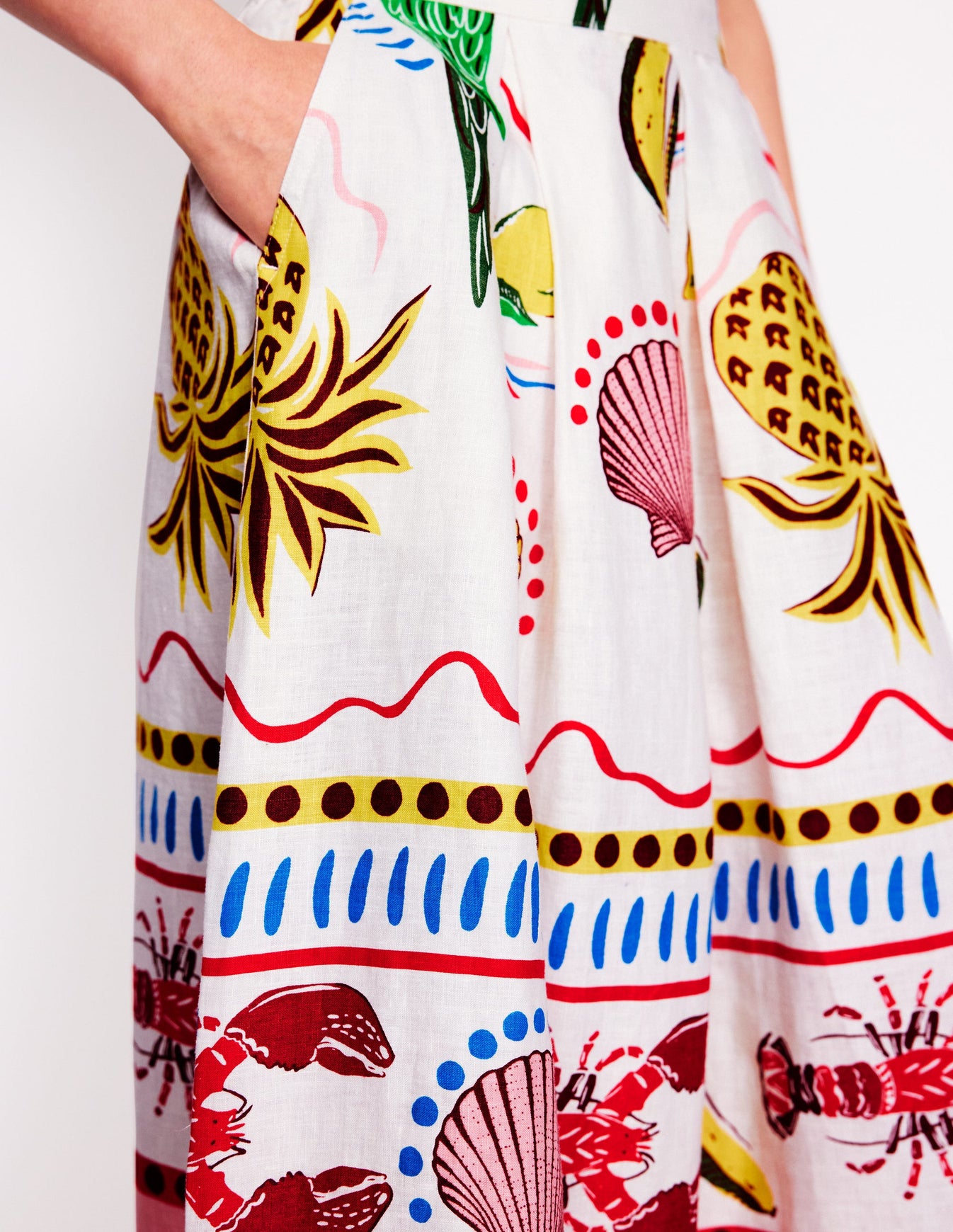 Verity Linen Midi Skirt-Multi, Tropical Bonanza | Boden UK