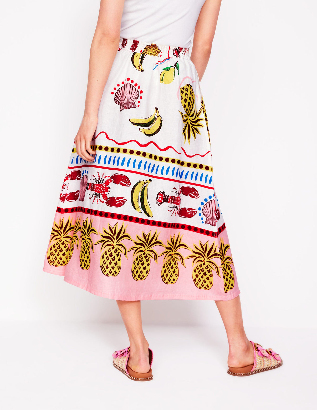 Verity Linen Midi Skirt-Multi, Tropical Bonanza | Boden UK