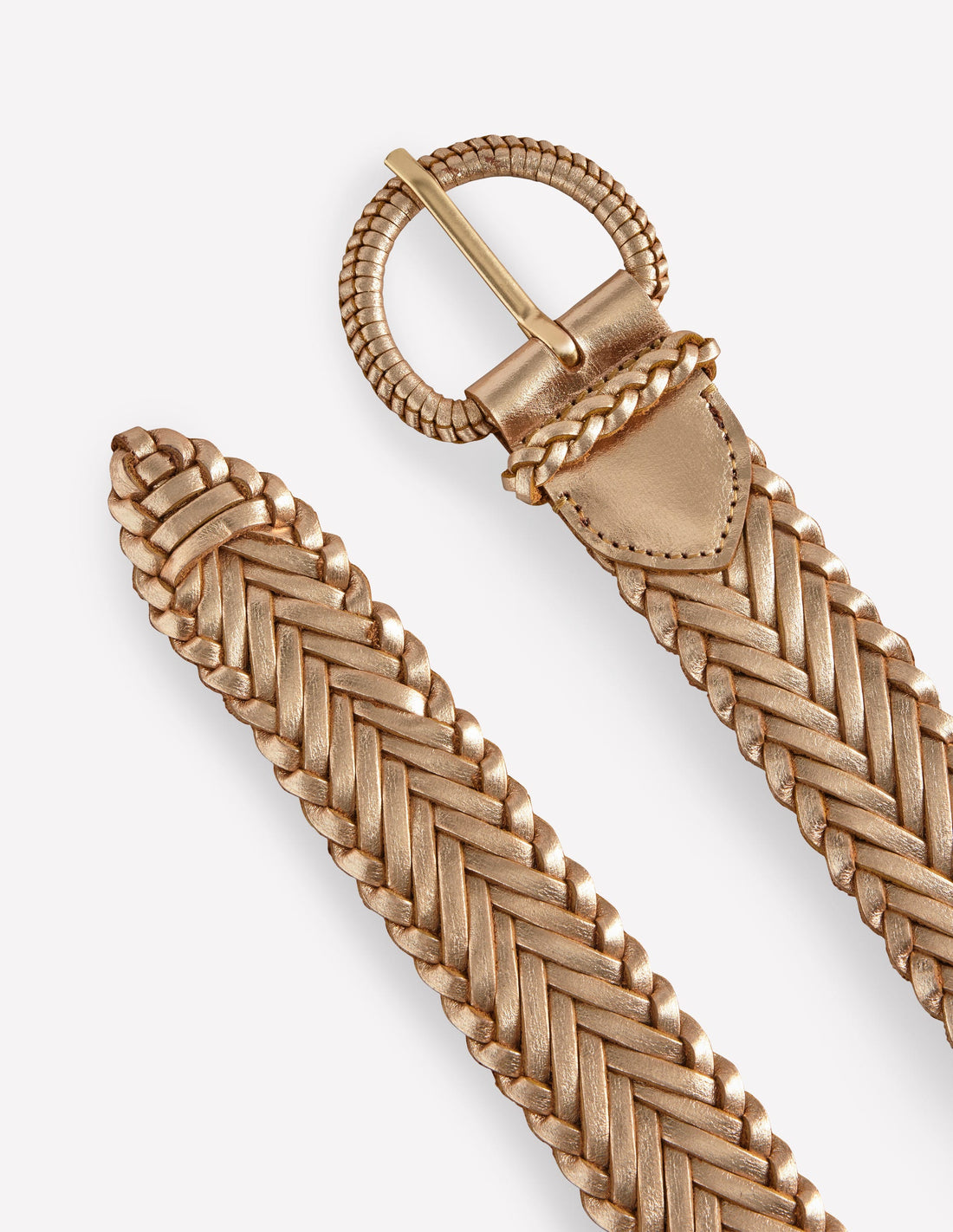 Woven Leather Belt-Gold | Boden UK