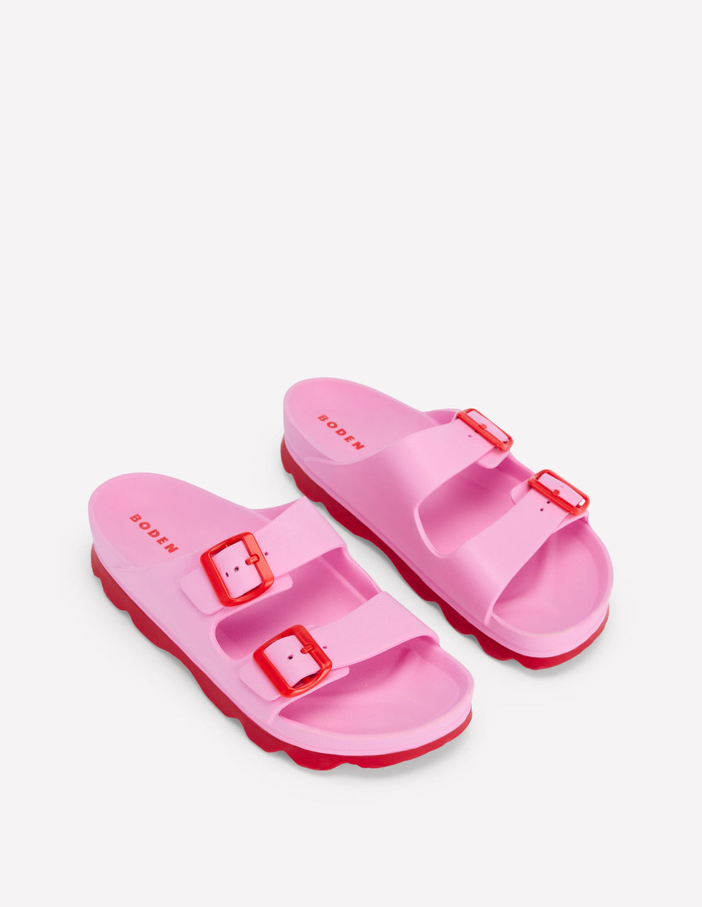 Lyla Double Buckle Sliders-Soft Pink | Boden UK