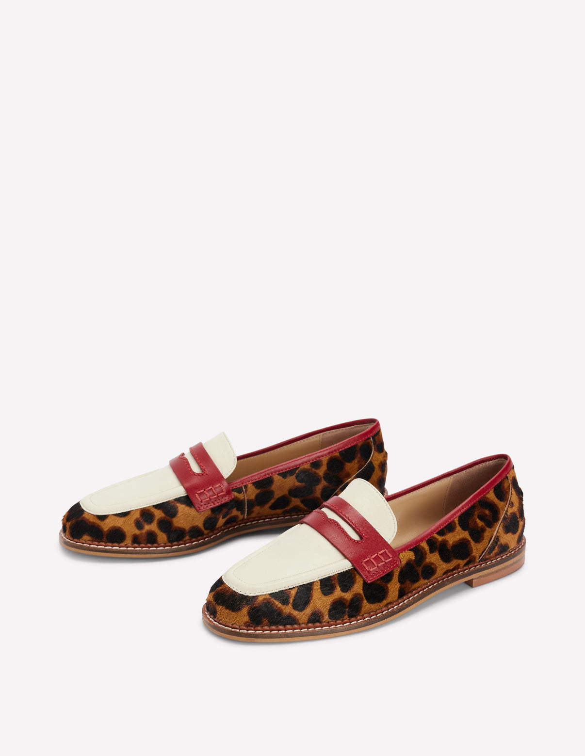Nya Penny Loafers-Leopard Colourblock | Boden UK