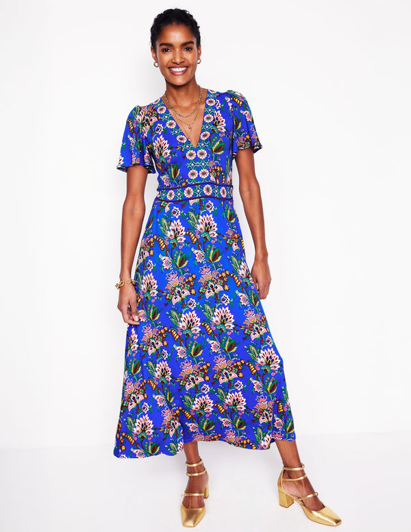 Ellie Flutter Maxi Tea Dress-Gallery Blue, Botanica Terrace | Boden AU