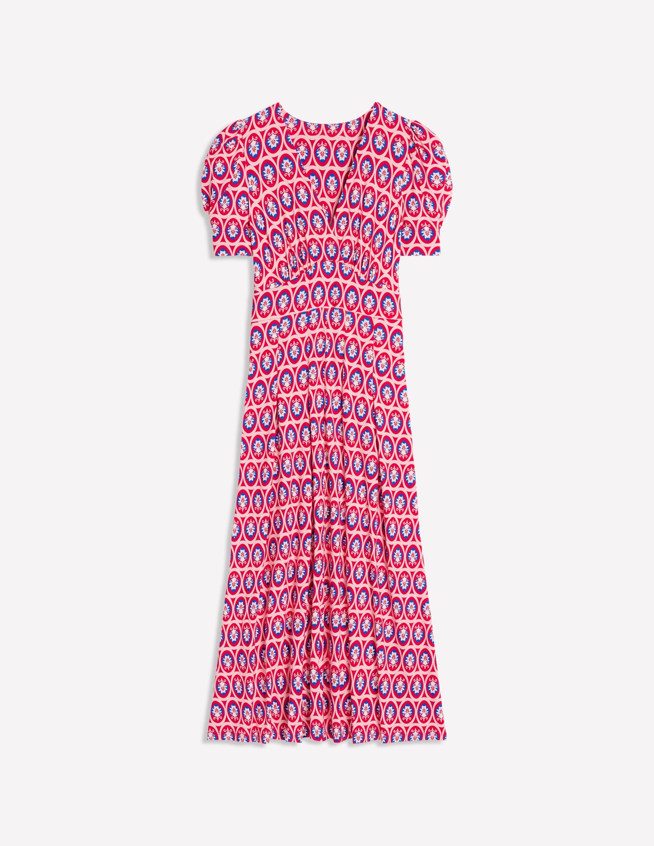 Kristen Pleated Jersey Dress-High Risk Red, Ornate Blossom | Boden UK