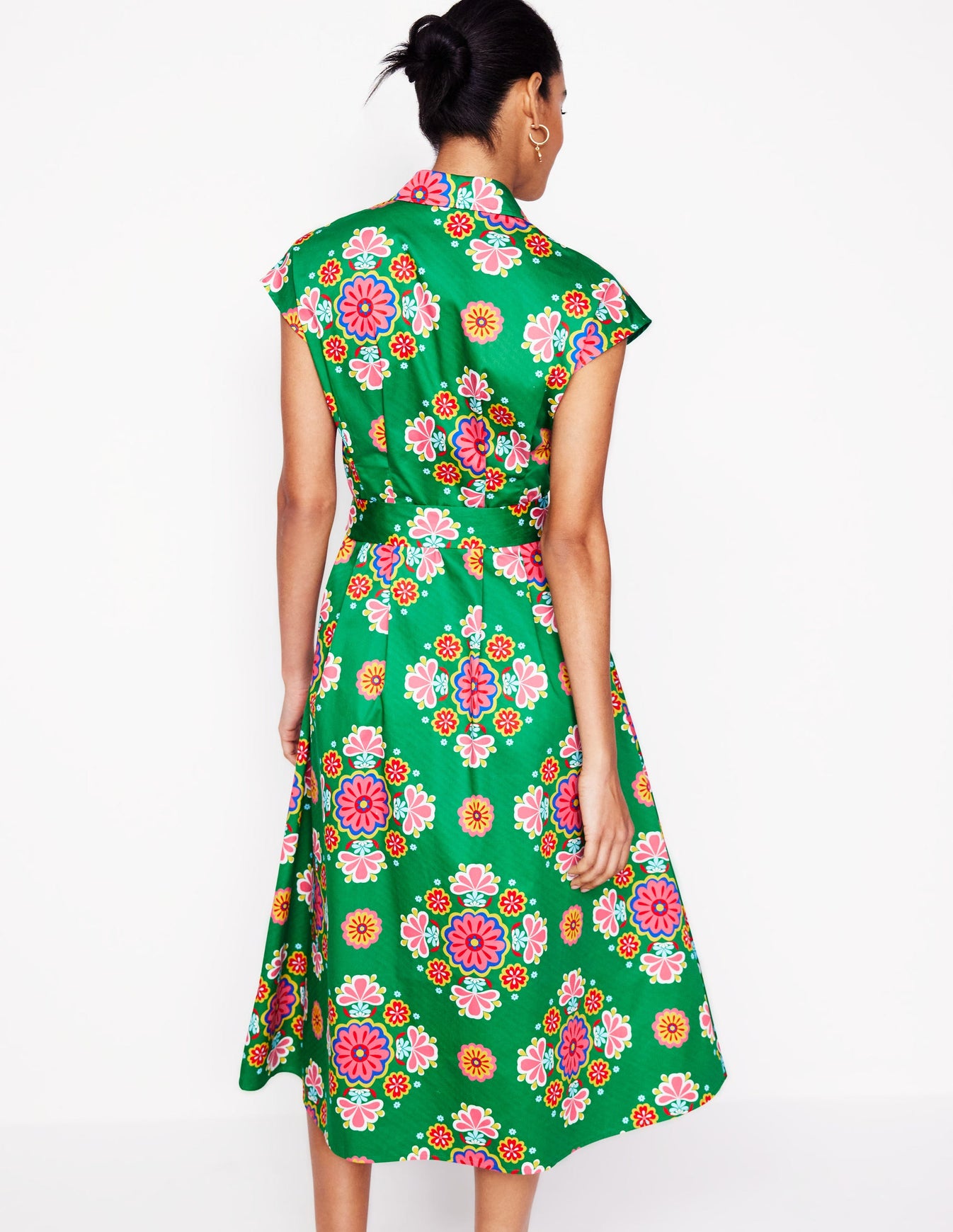 Rachel Cotton Midi Shirt Dress-Rich Emerald, Meadow Posy | Boden AU