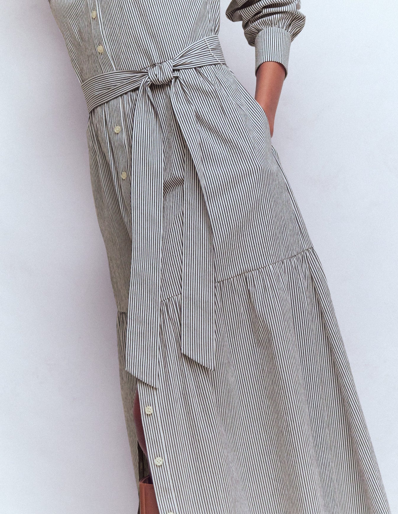 Ellie Cotton Maxi Shirt Dress - Texture Stripe | Boden UK