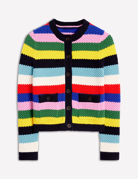 Libby Knitted Jacket-Poppy Red, Blue Multi | Boden UK