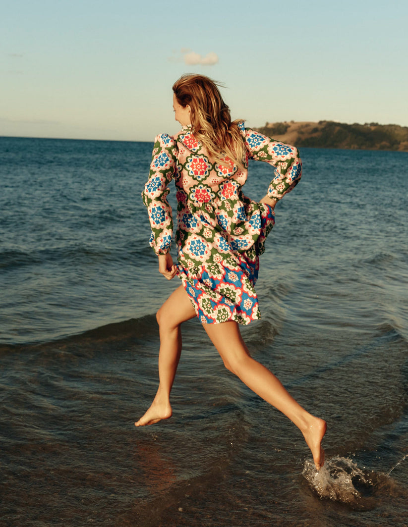 Esme Linen Mini Dress-Multi, Bloom Geo | Boden UK