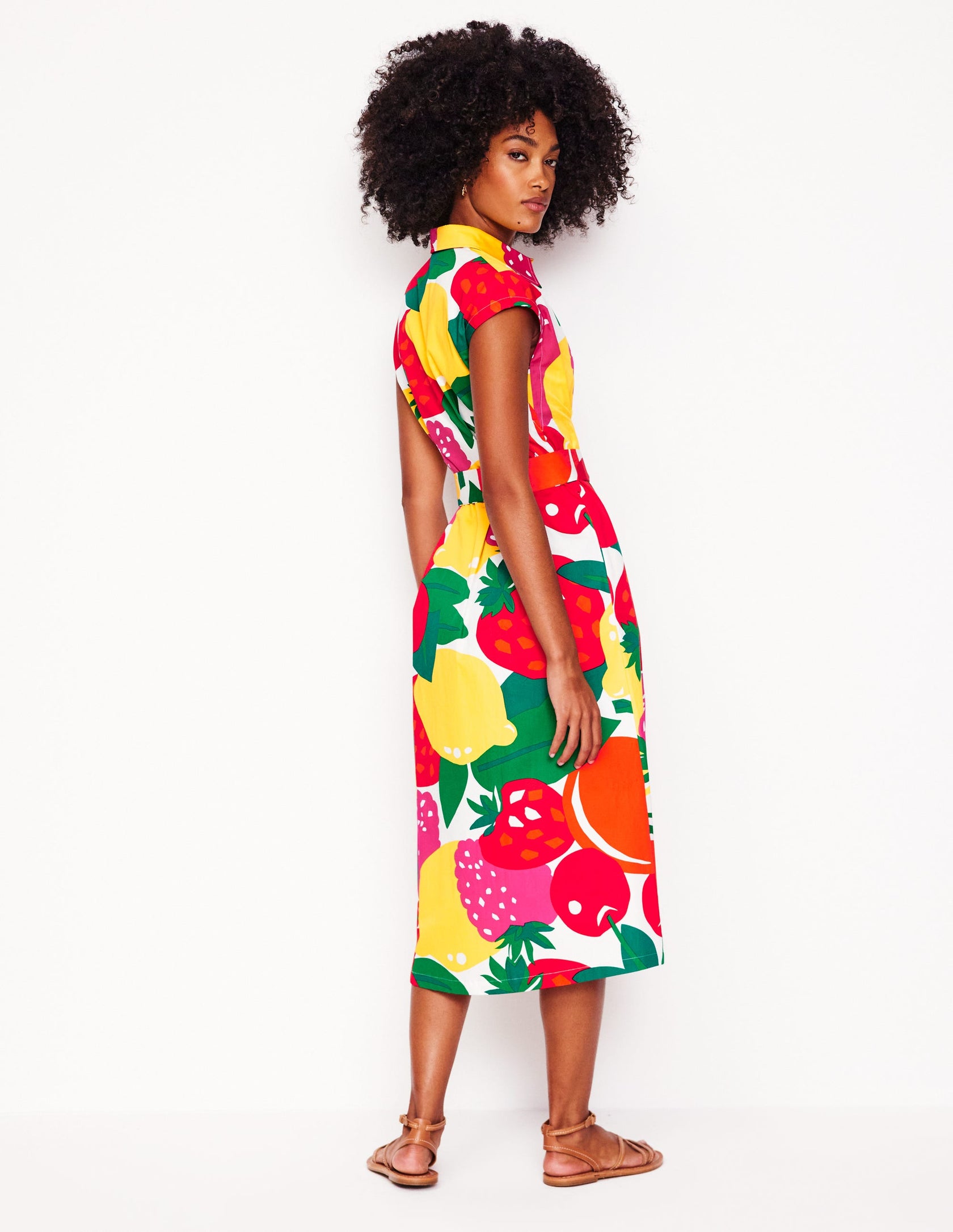 Rachel Cotton Midi Shirt Dress-Multi, Summer Fruits | Boden UK