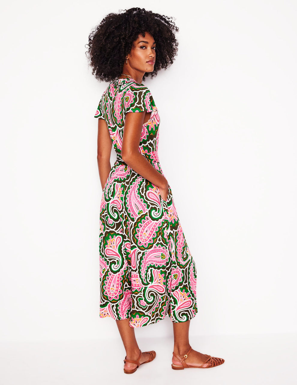 Nicola Jersey Tea Dress-Multi, Scallop Paisley | Boden UK
