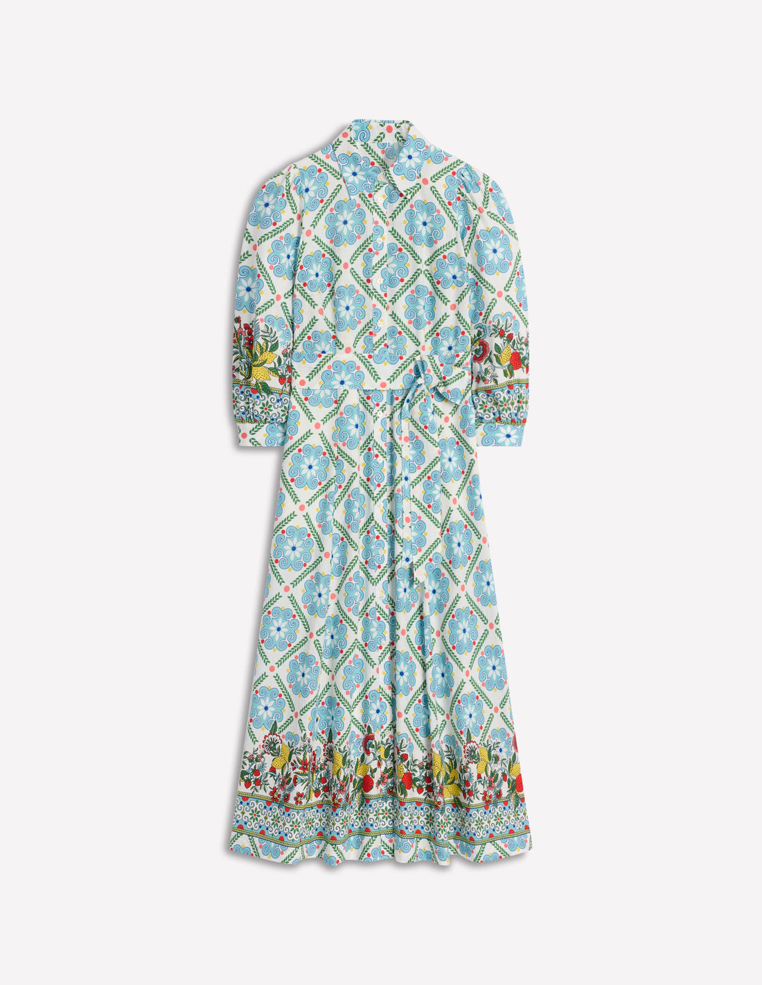 Clara Linen Blend Shirt Dress-Multi, Citrus Vine Tile | Boden UK
