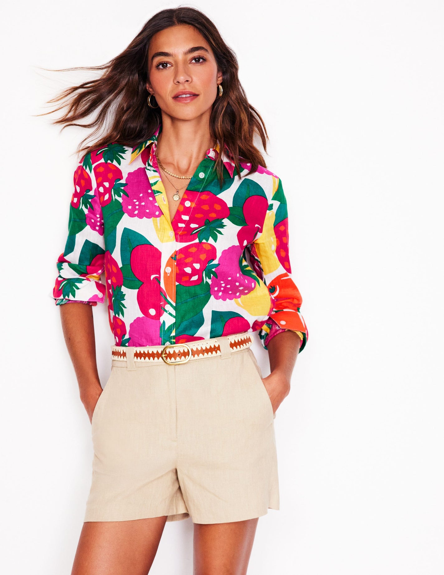 Sienna Linen Shirt-Multi, Summer Fruits | Boden UK