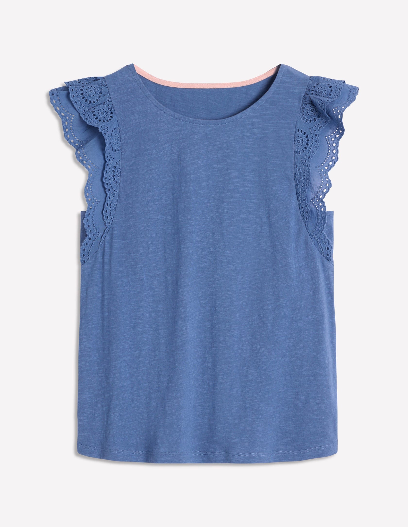 Belle Broderie Sleeve Top-Blue River | Boden UK