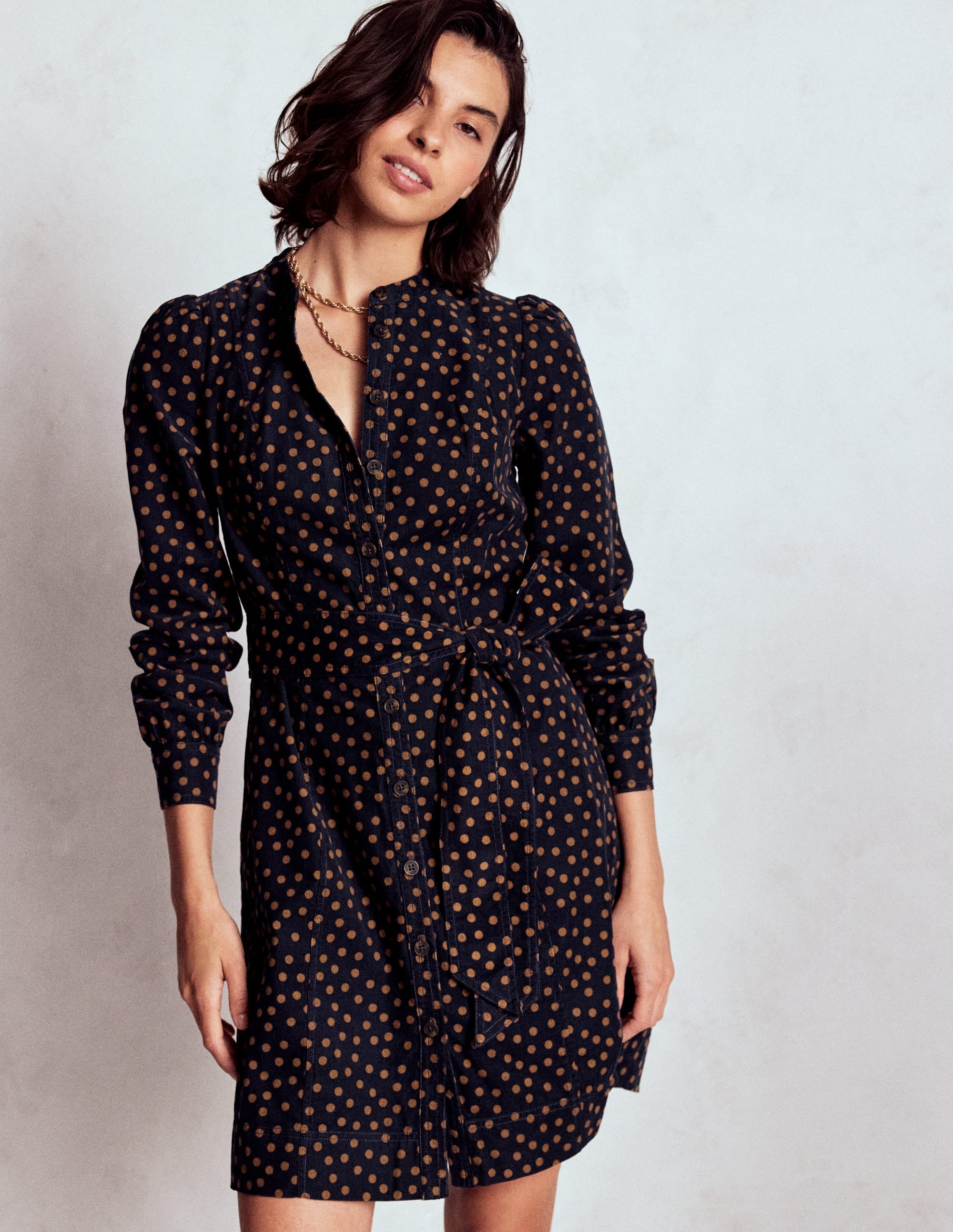 Bre Cord Short Dress-French Navy, Painted Dot | Boden AU