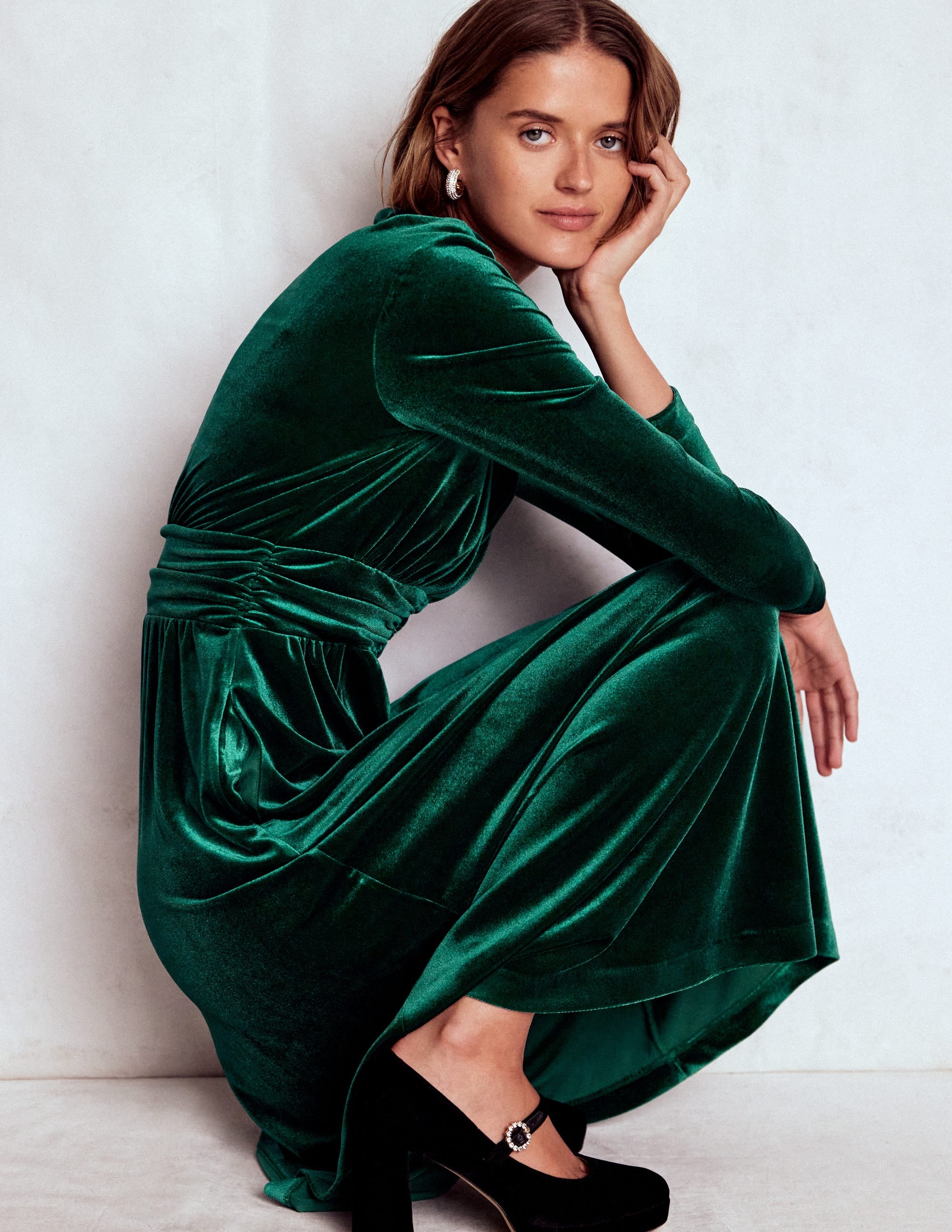 Tilda Velvet Midi Dress-Botanical Garden | Boden UK