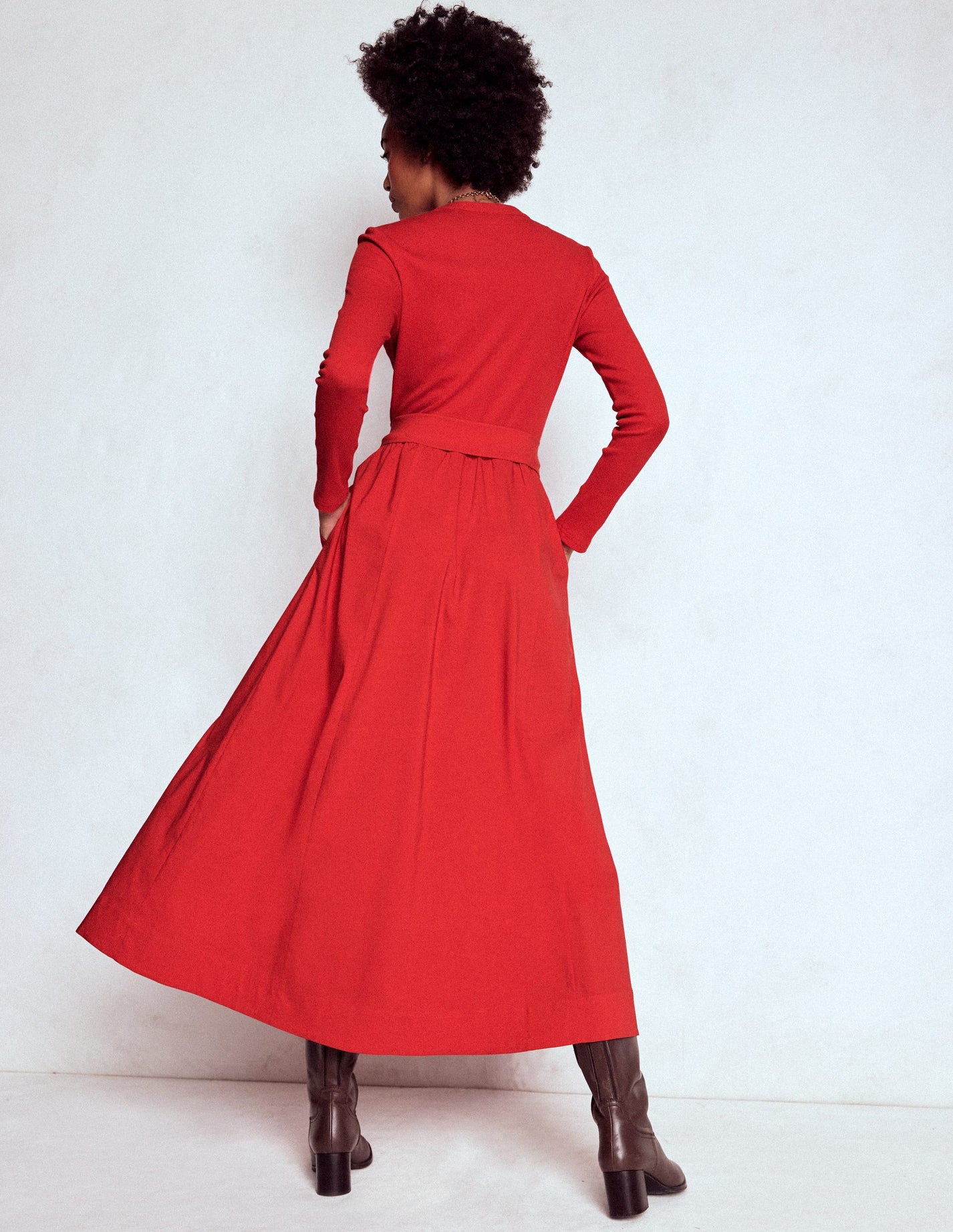 Button Detail Mix Dress - Crimson Red | Boden UK
