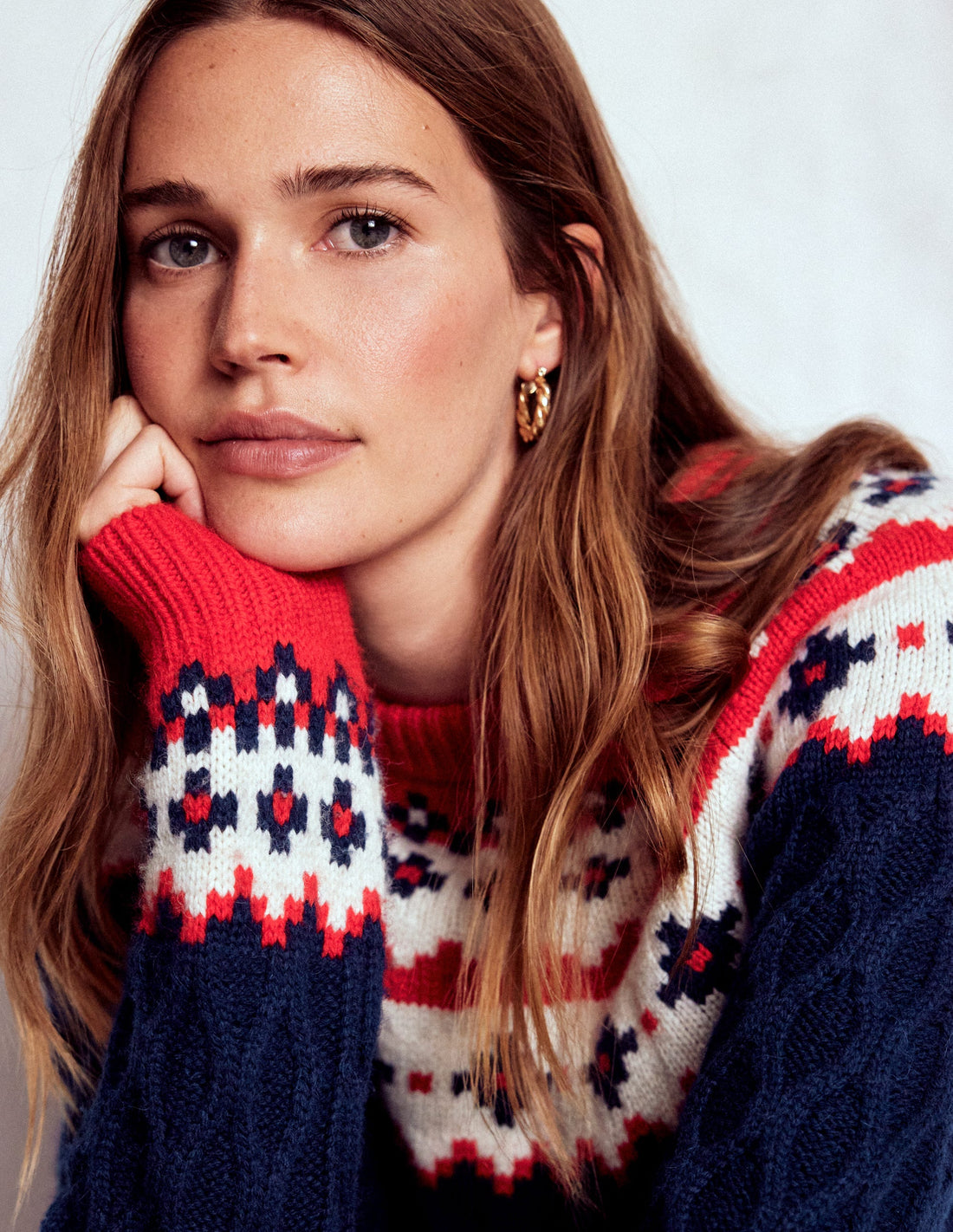 Eleanor Fair Isle Jumper - Navy Cable | Boden UK