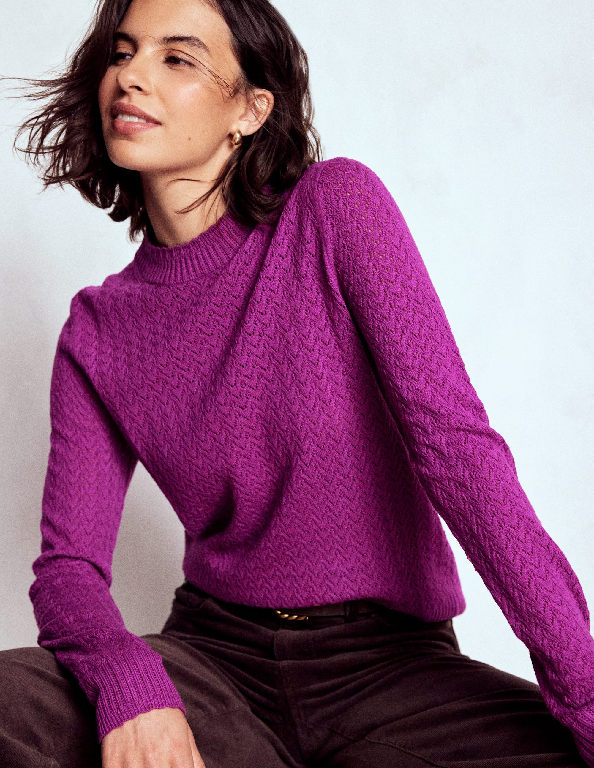 Diane Pointelle Jumper-Regal Purple | Boden UK
