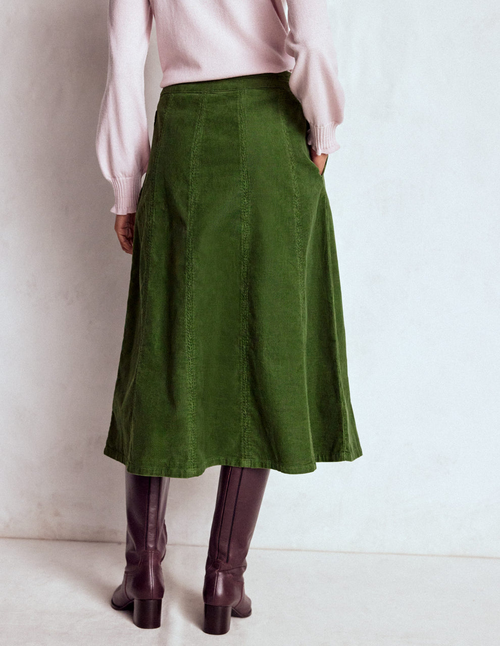 Joy Cord Midi Skirt-Fern | Boden UK