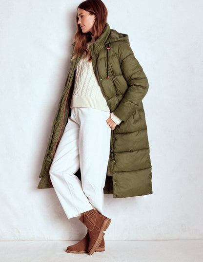 Longline Padded Coat-Woodland Green | Boden UK