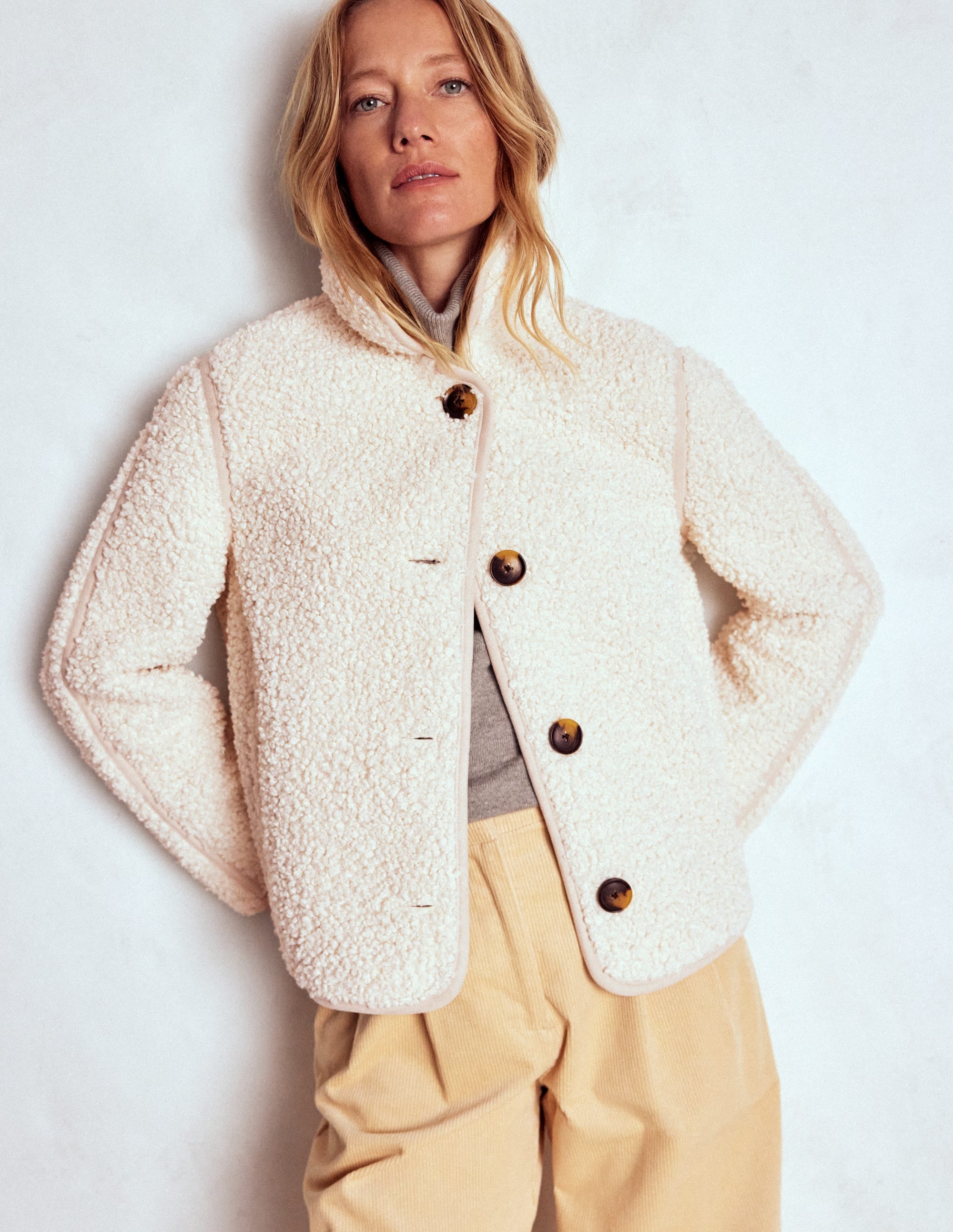 Borg Jacket-Curly Natural Borg | Boden UK
