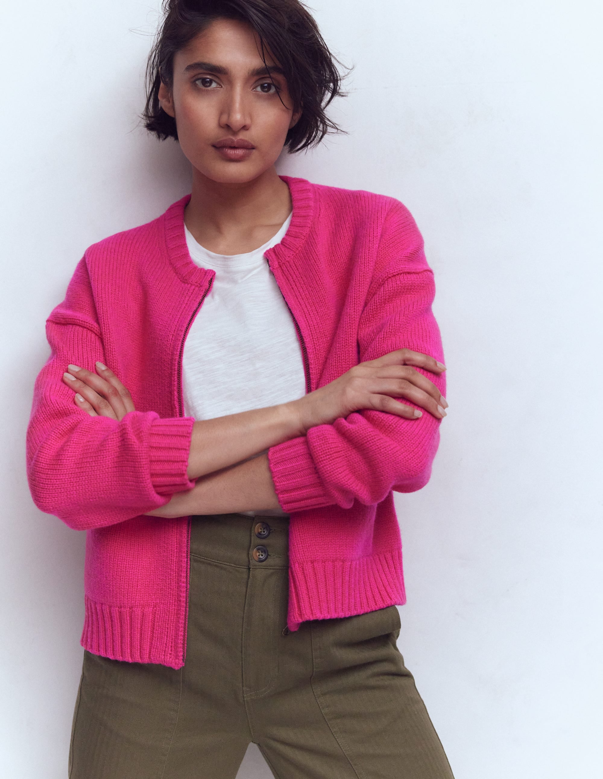 Maya Zip-up Jacket-Flamboyant Pink | Boden AU