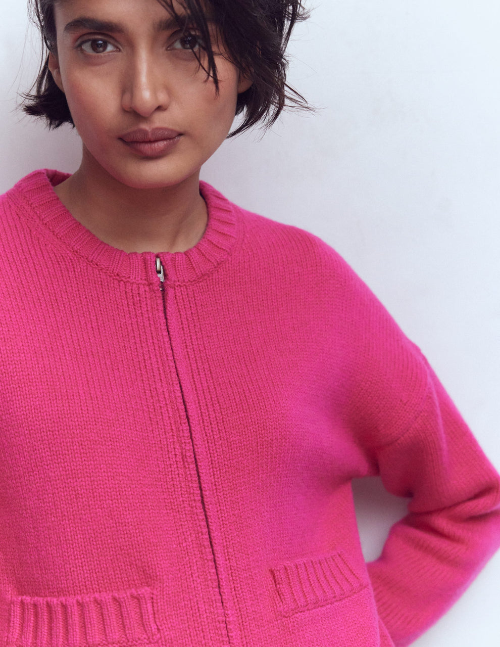 Maya Zip-up Jacket-Flamboyant Pink | Boden UK