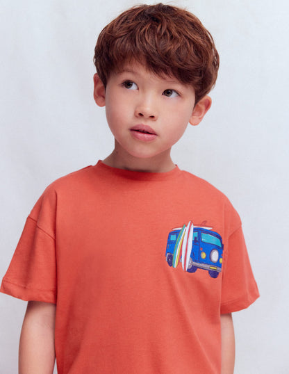 Front & Back Printed T-shirt-Burnt Sienna Camper Van | Boden AU